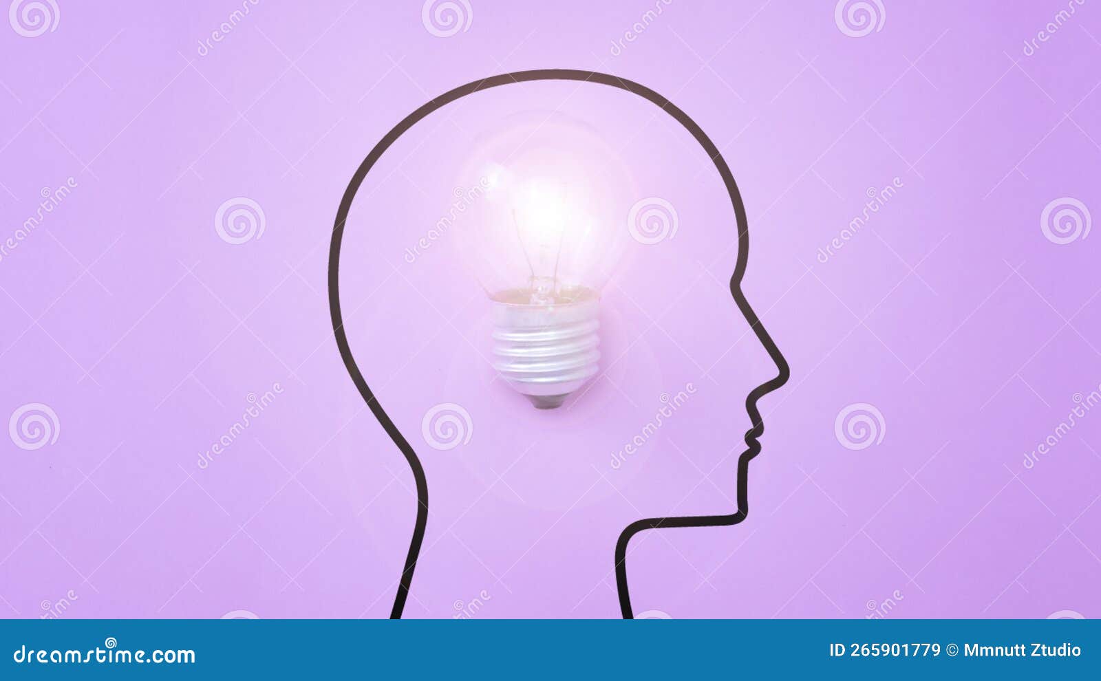 Creative Thinking Ideas Brain Innovation Concept. Light Bulb on Pink ...
