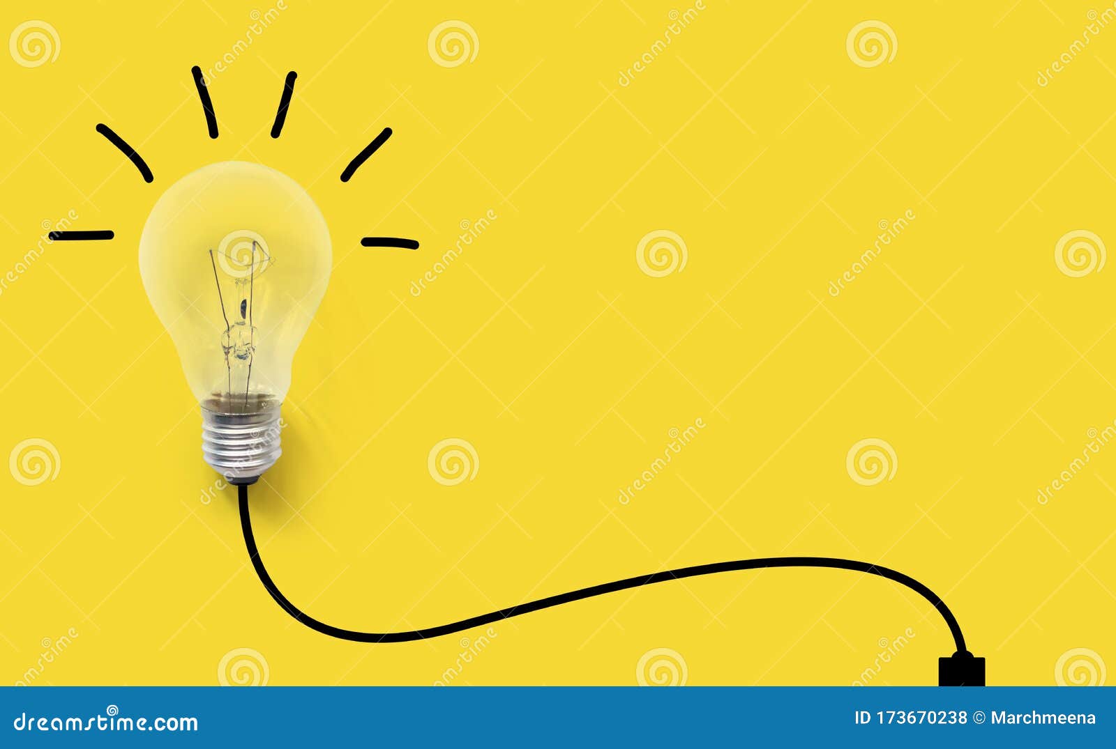 Creative Thinking Ideas Brain Innovation Concept. Light Bulb on Yellow ...
