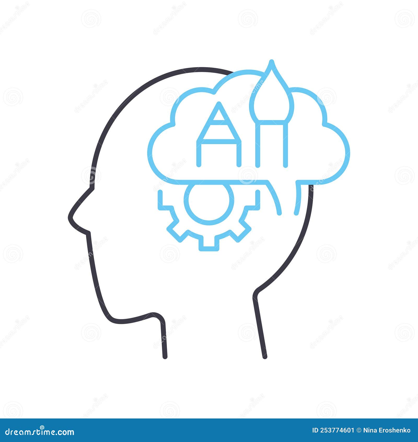 Creative Thinking Line Icon, Outline Symbol, Vector Illustration ...