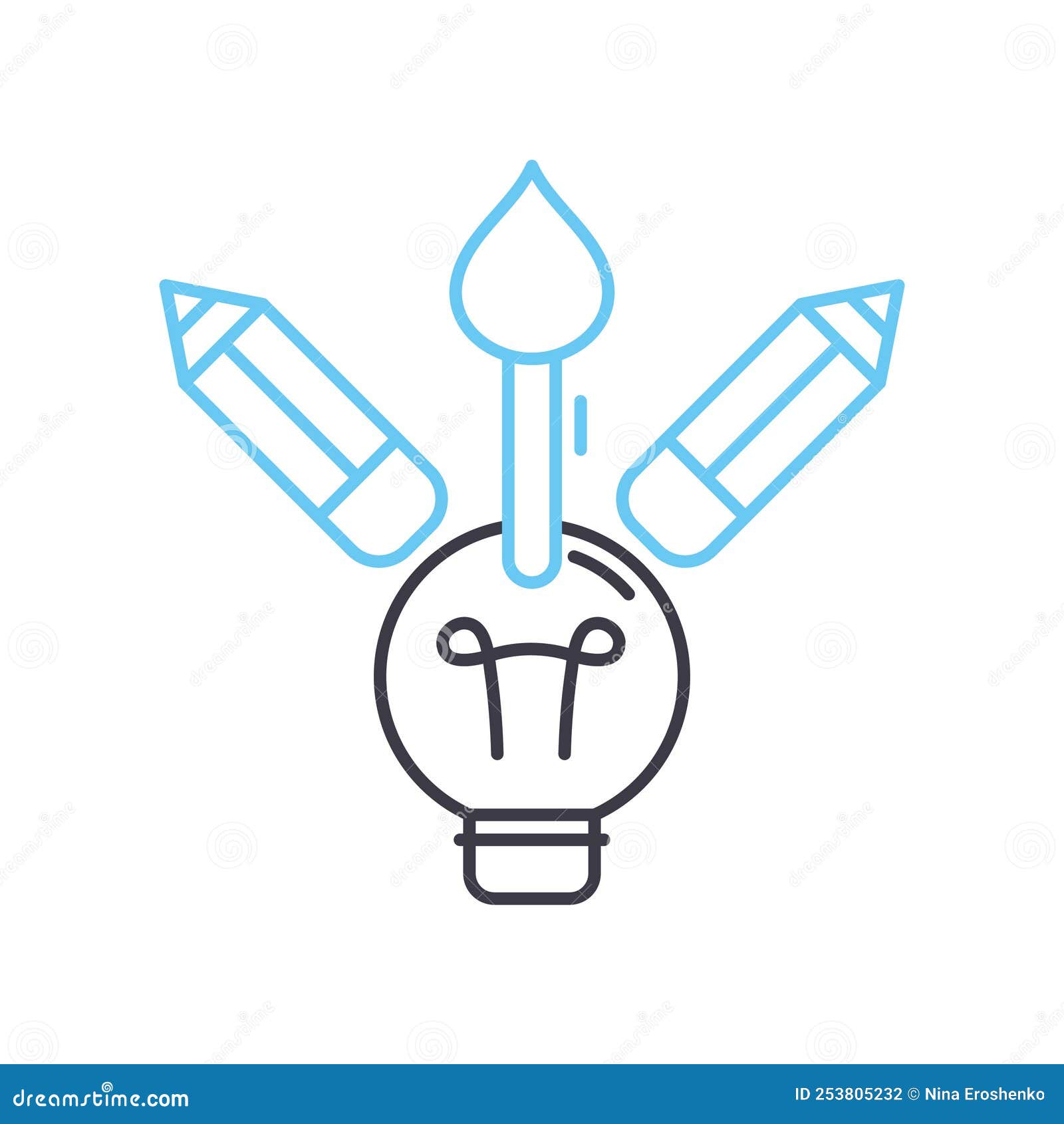 Creative Thinking Line Icon, Outline Symbol, Vector Illustration ...