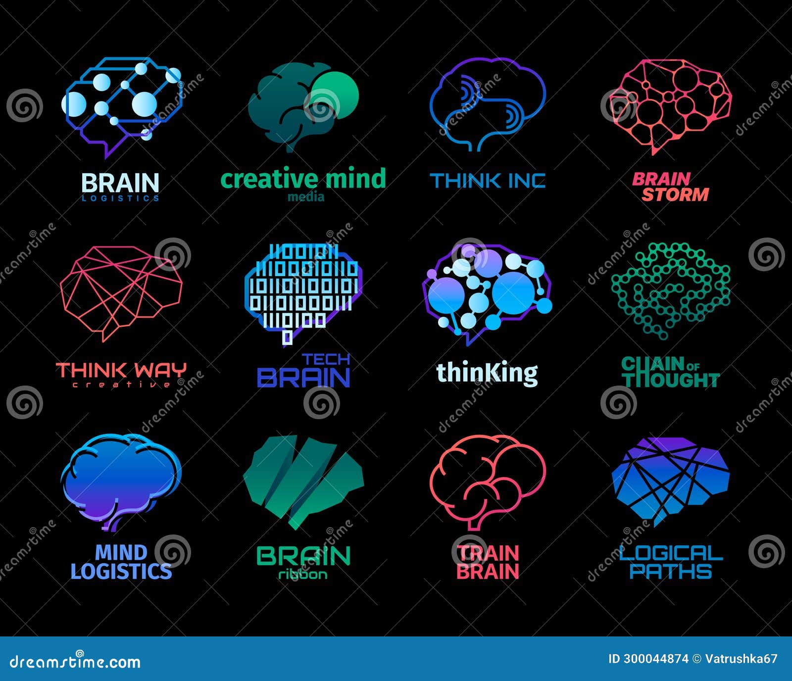 Creative Thinking Logo. Abstract Human Brain with Neurons and Memory ...