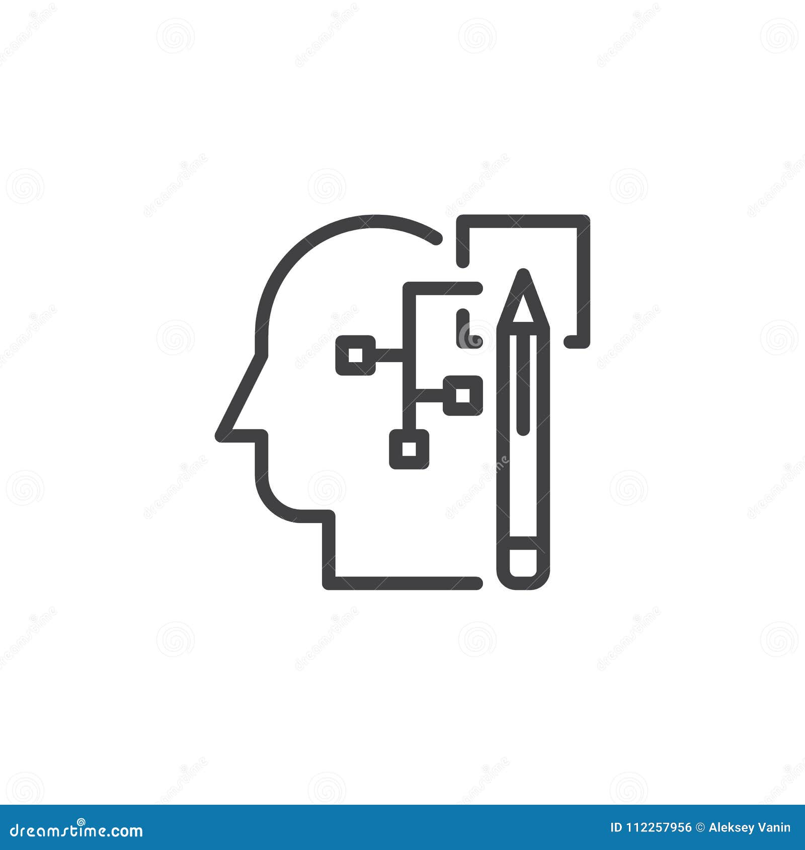 Creative Thinking Outline Icon Stock Vector - Illustration of contour ...