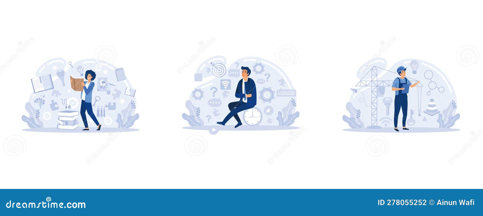 Creative Thinking. People with Different Mental Mindset Types or Model ...