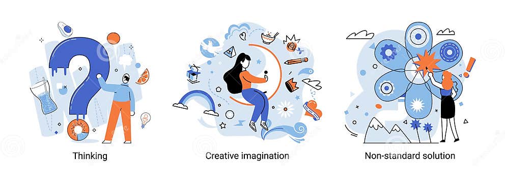 Creative Thinking. People Different Mental Mindset Types or Models Creative. Imaginative Logical ...