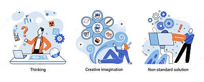 Creative Thinking. People Different Mental Mindset Types or Models Creative. Imaginative Logical ...