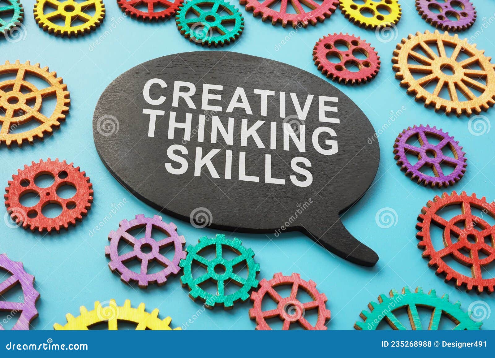 Creative Thinking Skills Phrase and Colored Gear Wheels. Stock Photo ...