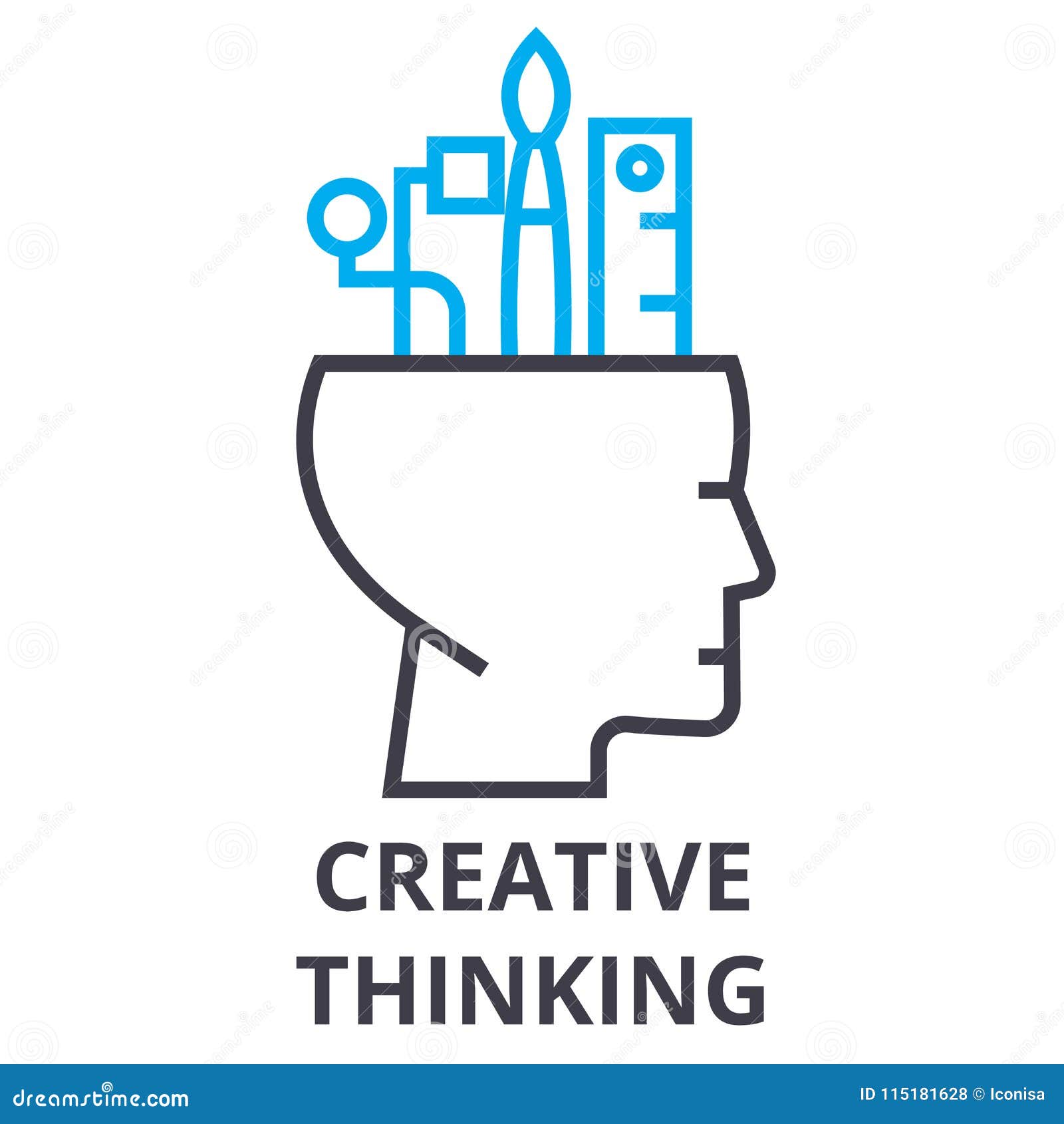 Creative Thinking Thin Line Icon, Sign, Symbol, Illustation, Linear ...