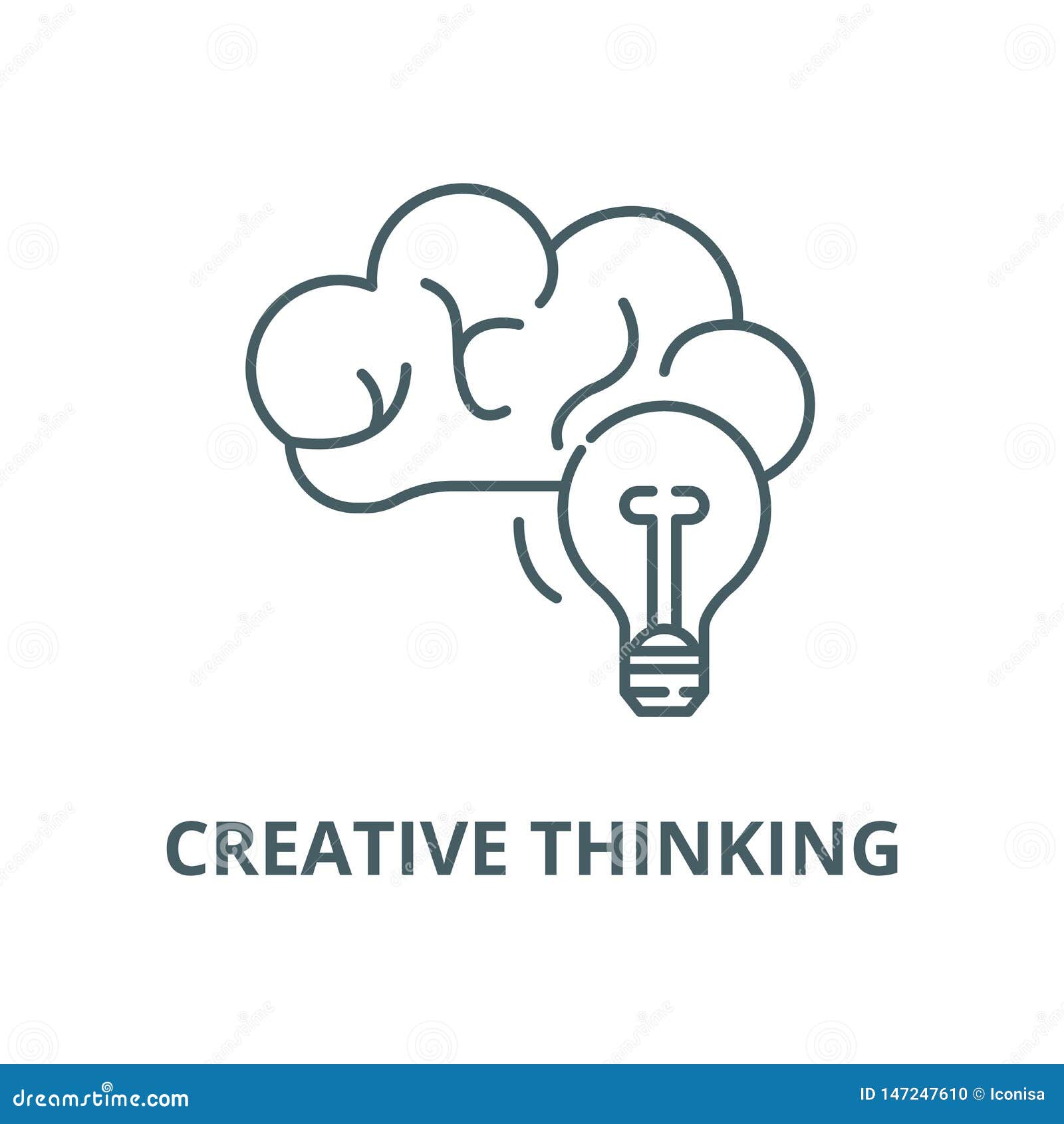 Creative Thinking Vector Line Icon, Linear Concept, Outline Sign ...