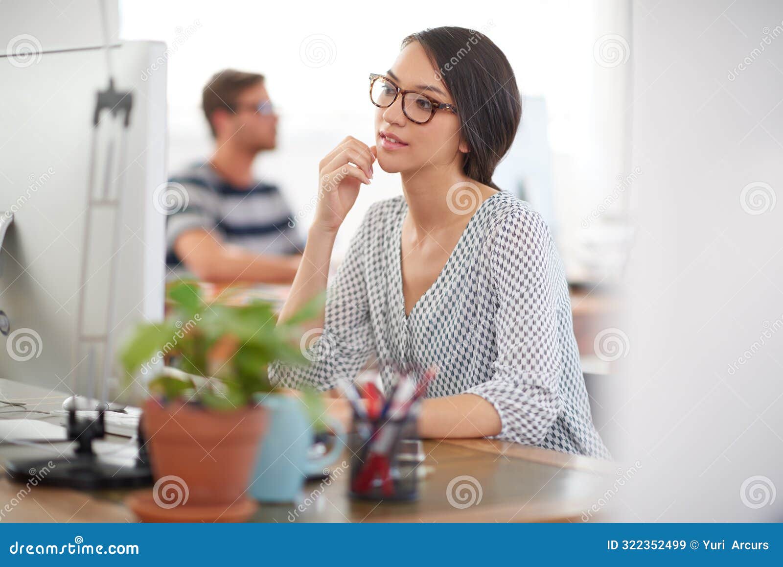 Creative, Thinking or Woman on Computer for Solution, Problem Solving ...