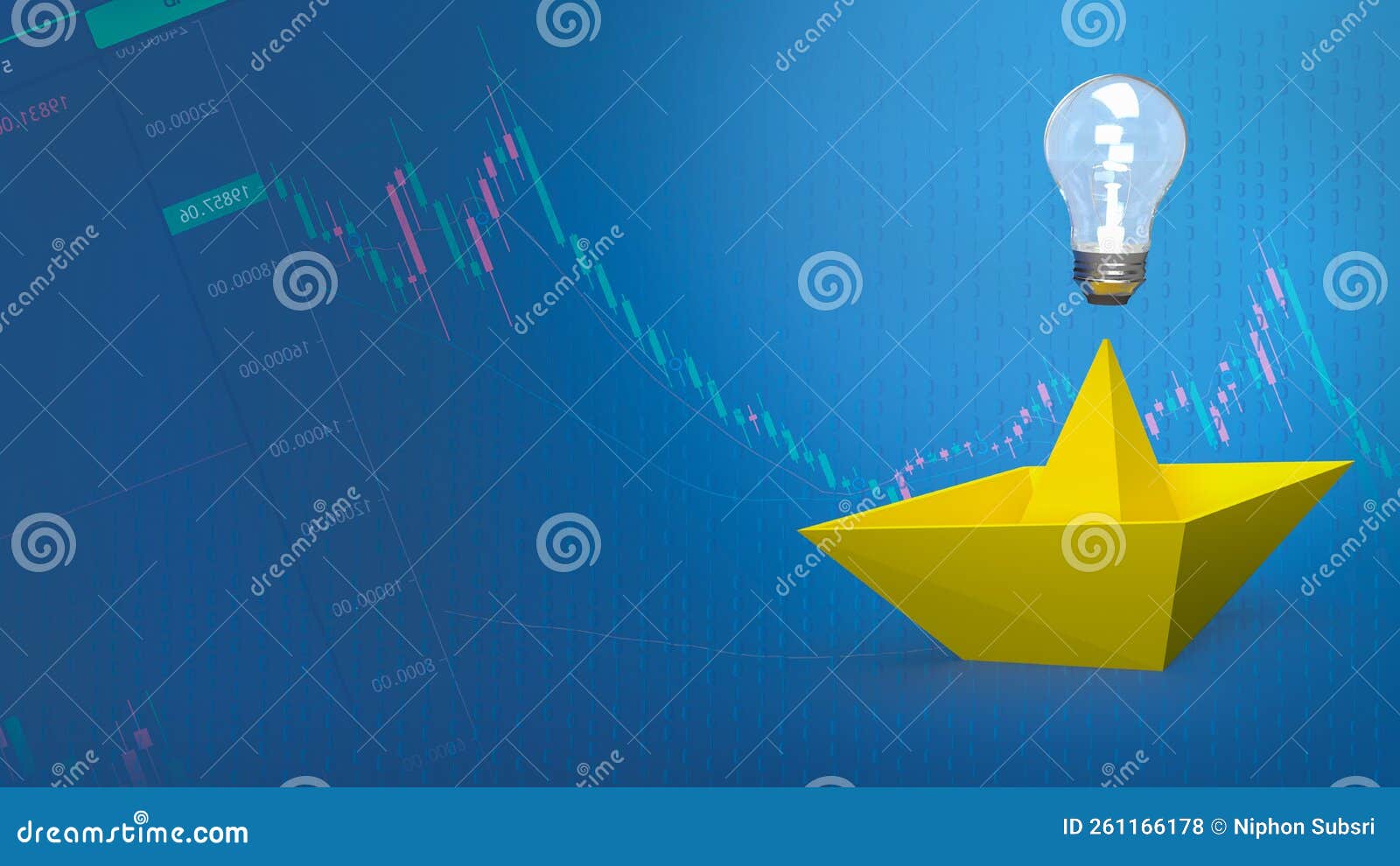The Creative Thinking, Yellow Boat and Light Bulb for Idea Concept 3d ...