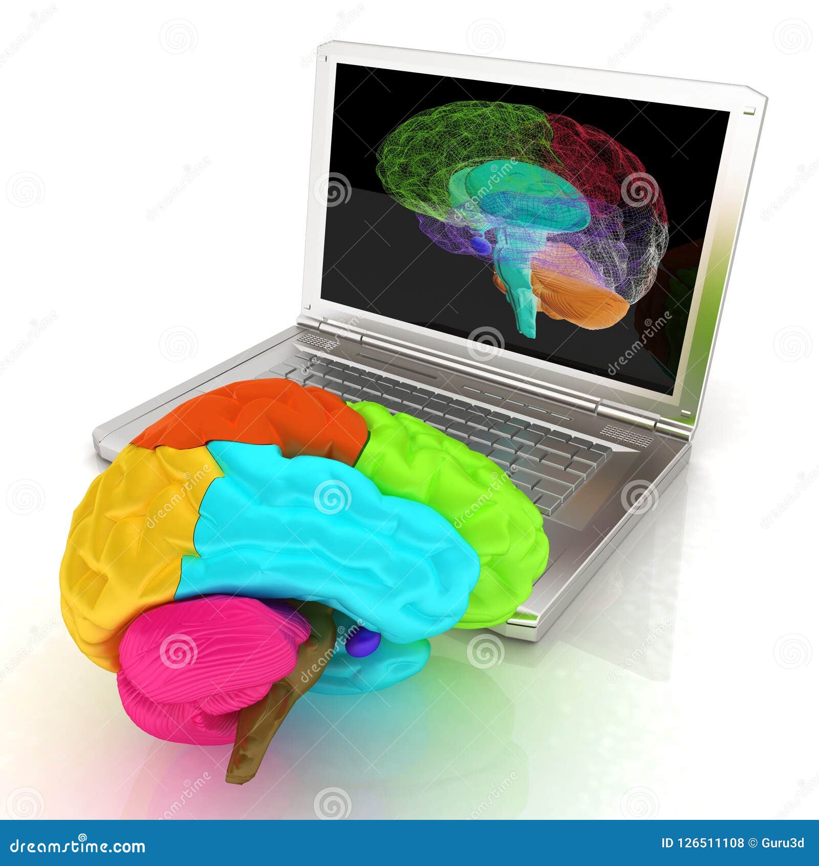 Creative Three-dimensional Model of Human Brain Scan Stock Illustration ...
