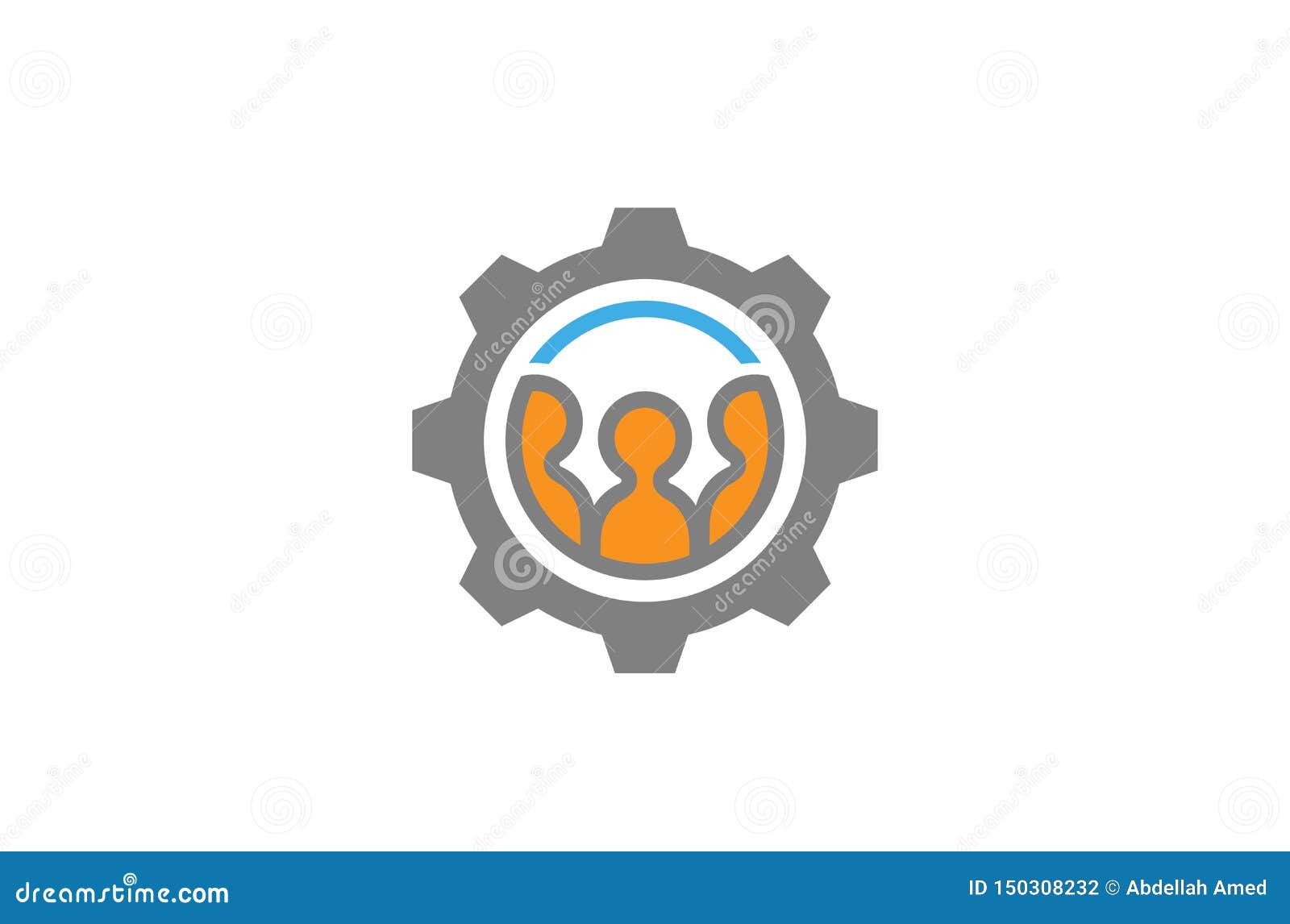 Creative Three People Gear Logo Design Illustration Stock Vector ...