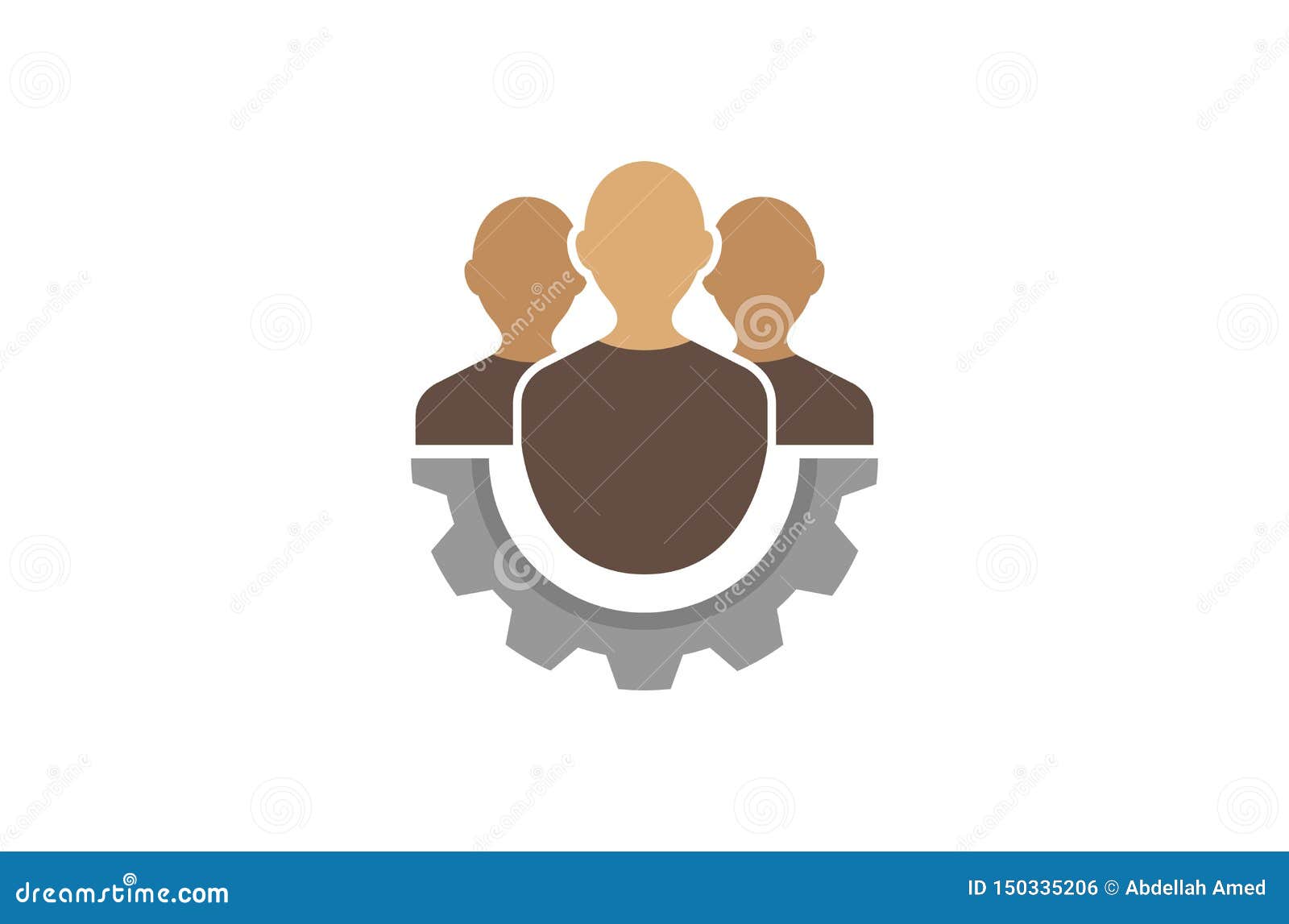 Creative Three People Team Gear Logo Design Illustration Stock Vector ...
