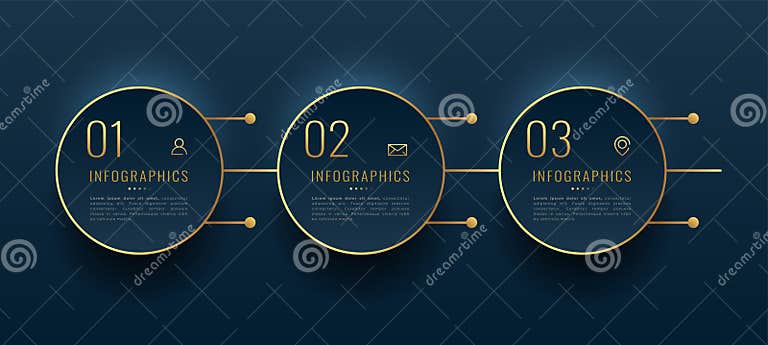 Creative Three Step Golden Flowchart Banner for Web Marketing Stock ...