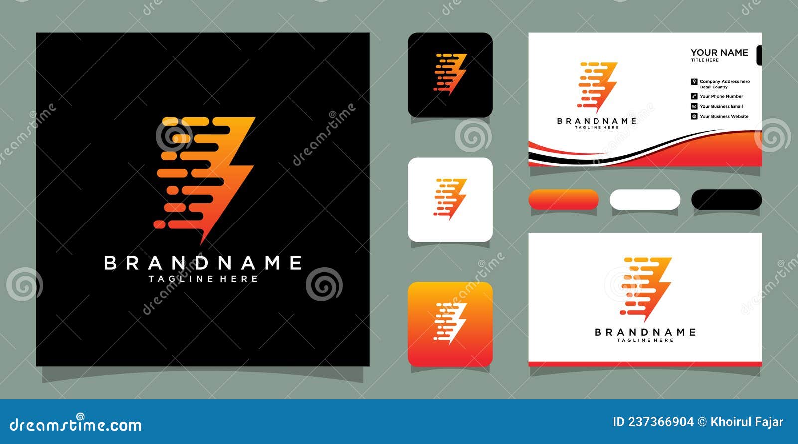Creative Thunder Concept Logo Design Template with Business Card Design ...