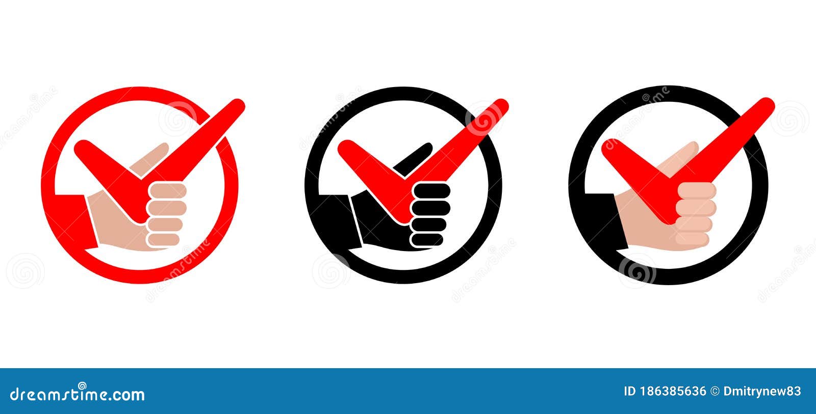 Tick icon with hand stock vector. Illustration of mark - 186385636