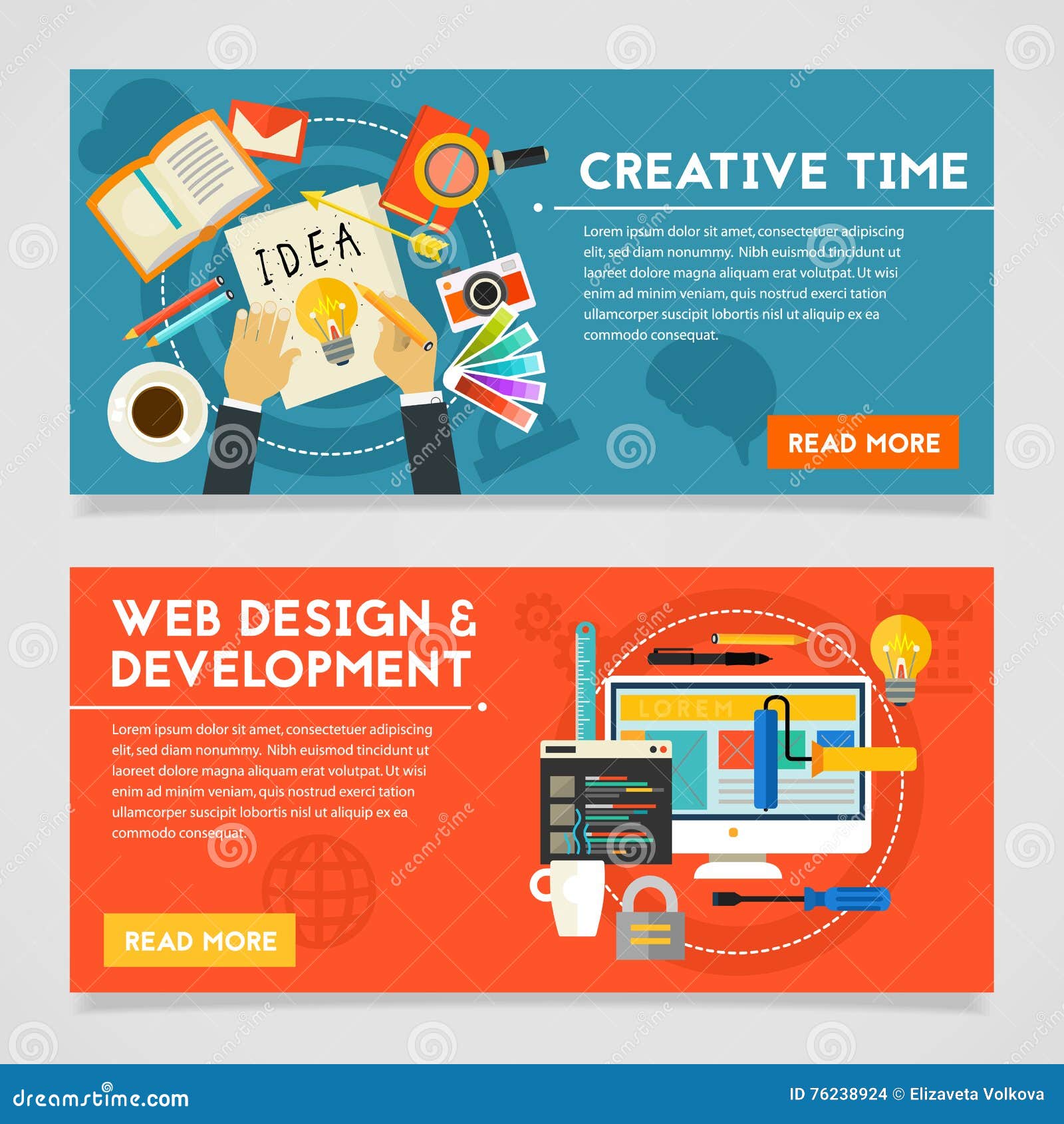 Creative Time and Web Design Development Concept Illustrations Stock ...