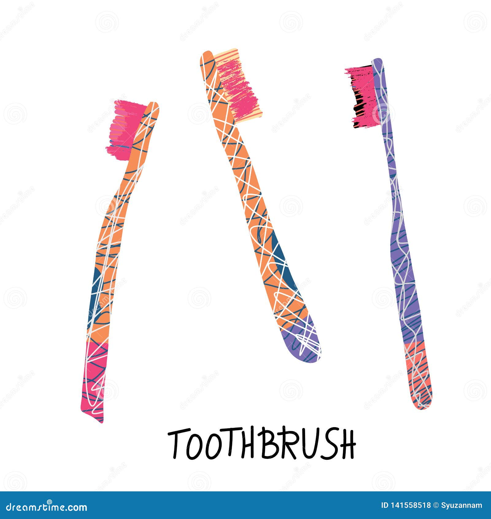 Creative Tooth Brushes Set. Vector Illustration. Stock Vector ...