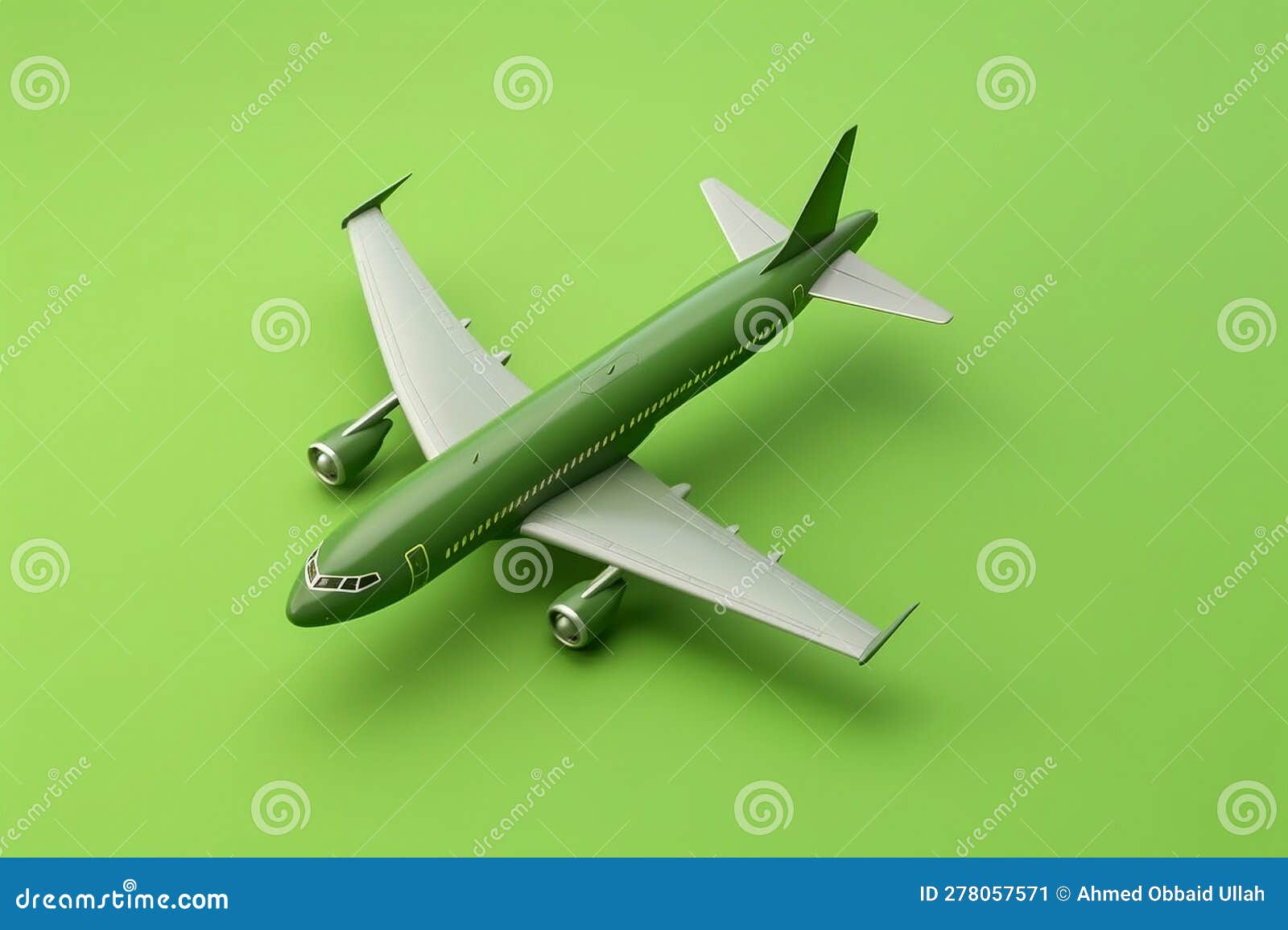Creative Top-View Airplane on Green Background.Generative AI Stock ...