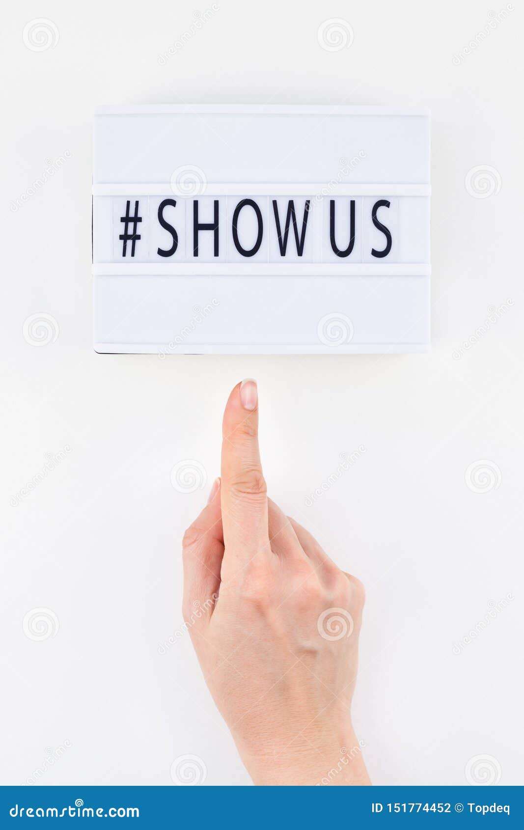 Project Show Us Concept with Lightbox Stock Photo - Image of body, flat ...