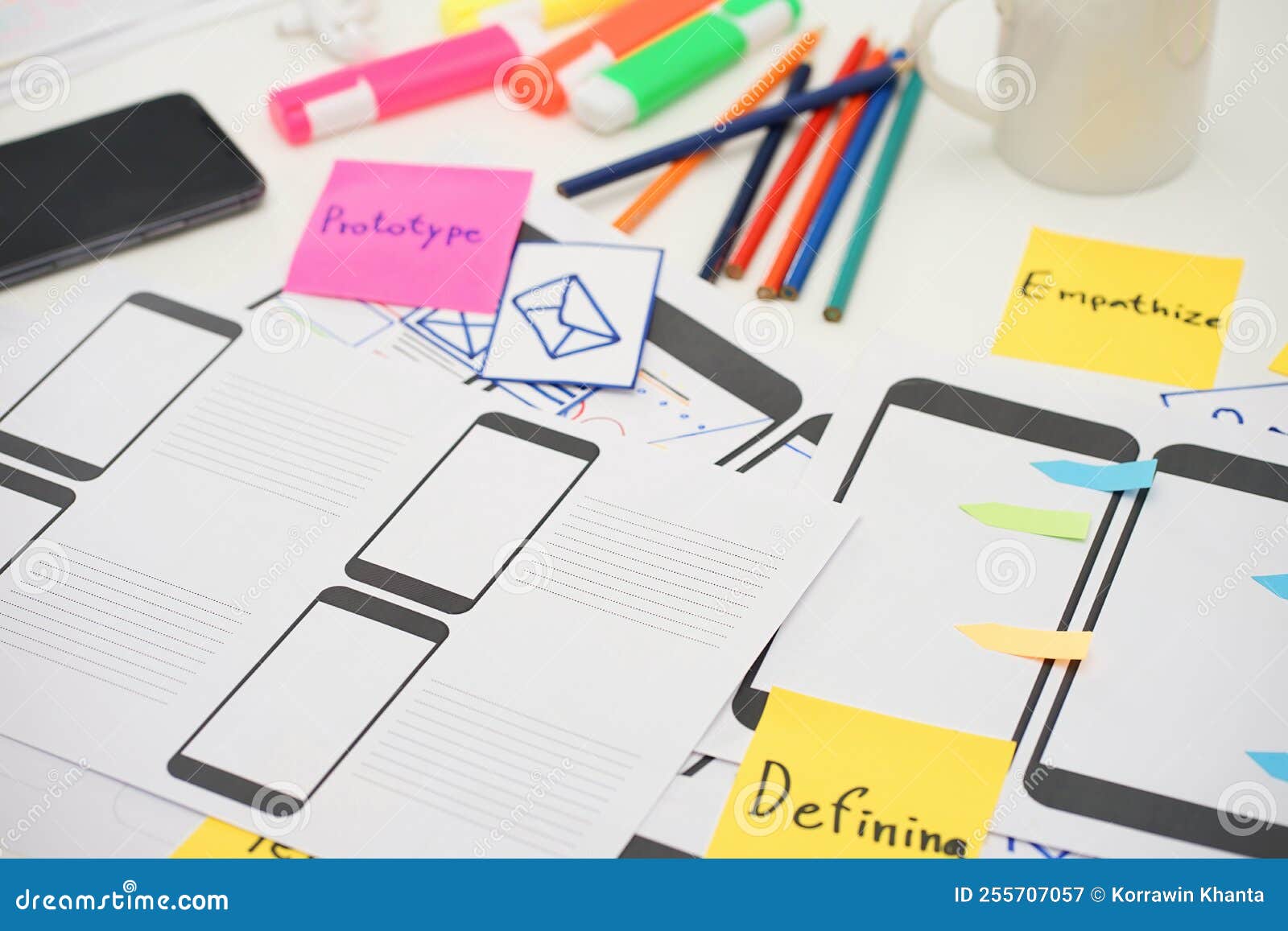 Creative Top View Photo of UX UI Designer Working Space. User ...
