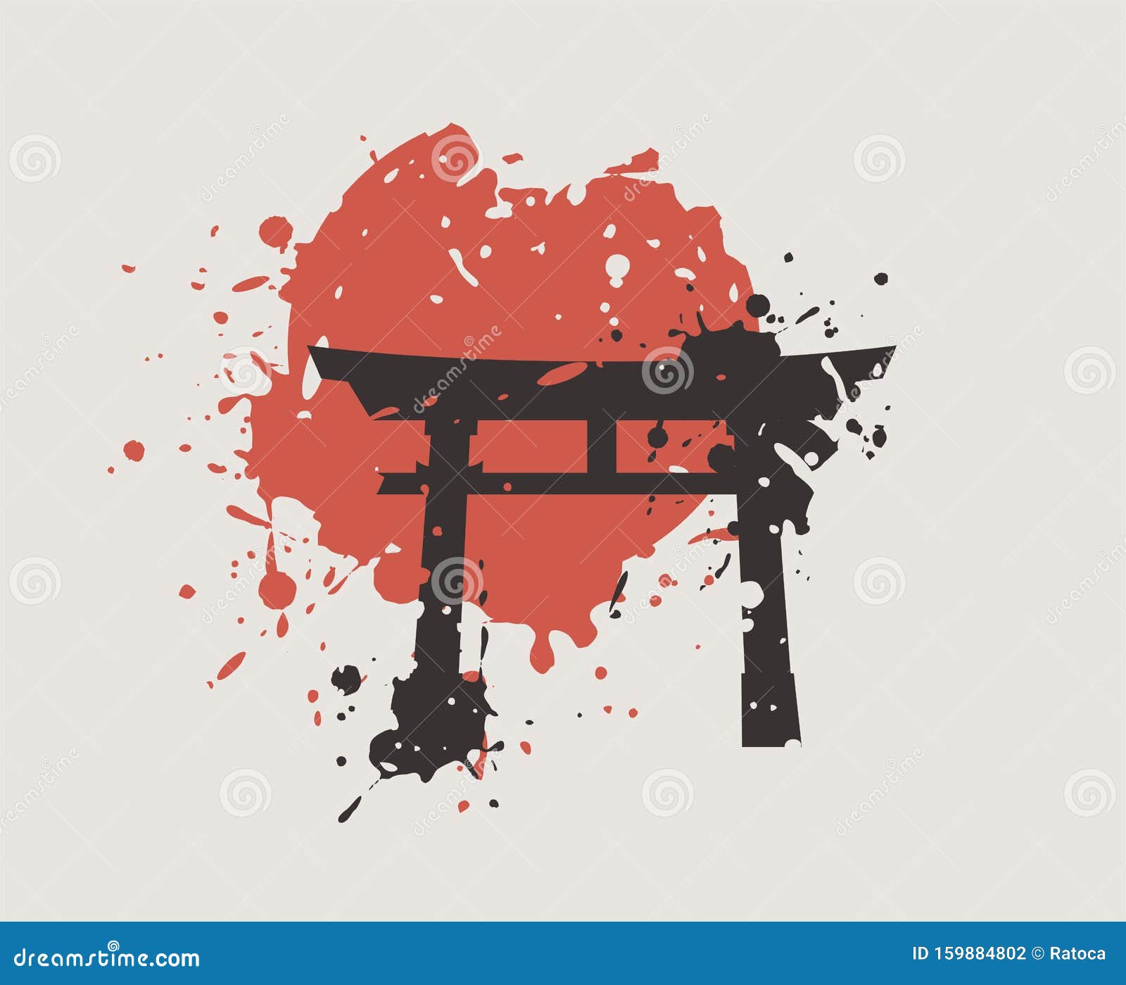Creative torii gate draw stock vector. Illustration of splash - 159884802