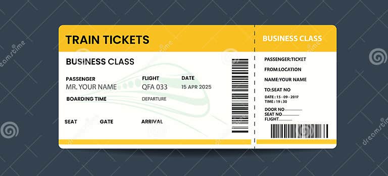 Creative Train Ticket Template Design. Modern Train Ticket Vector Flat ...