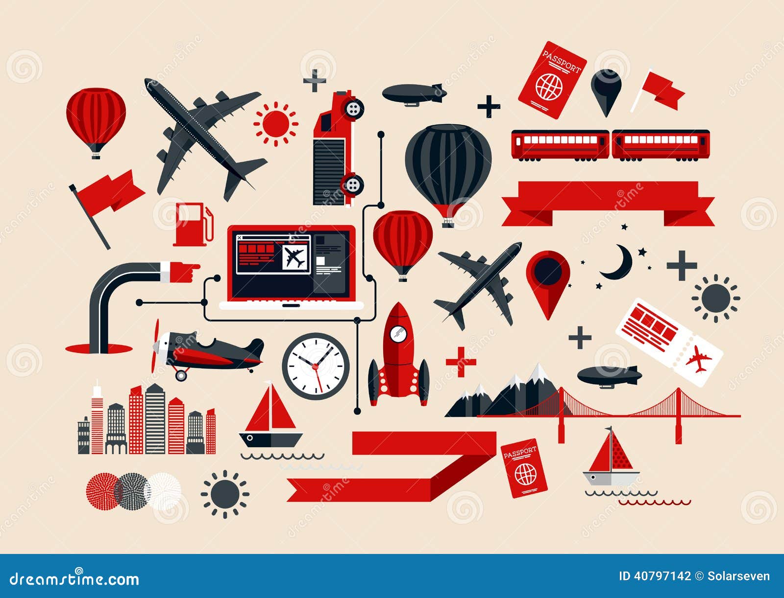 Creative Transport Elements Stock Vector - Illustration of ribbon ...