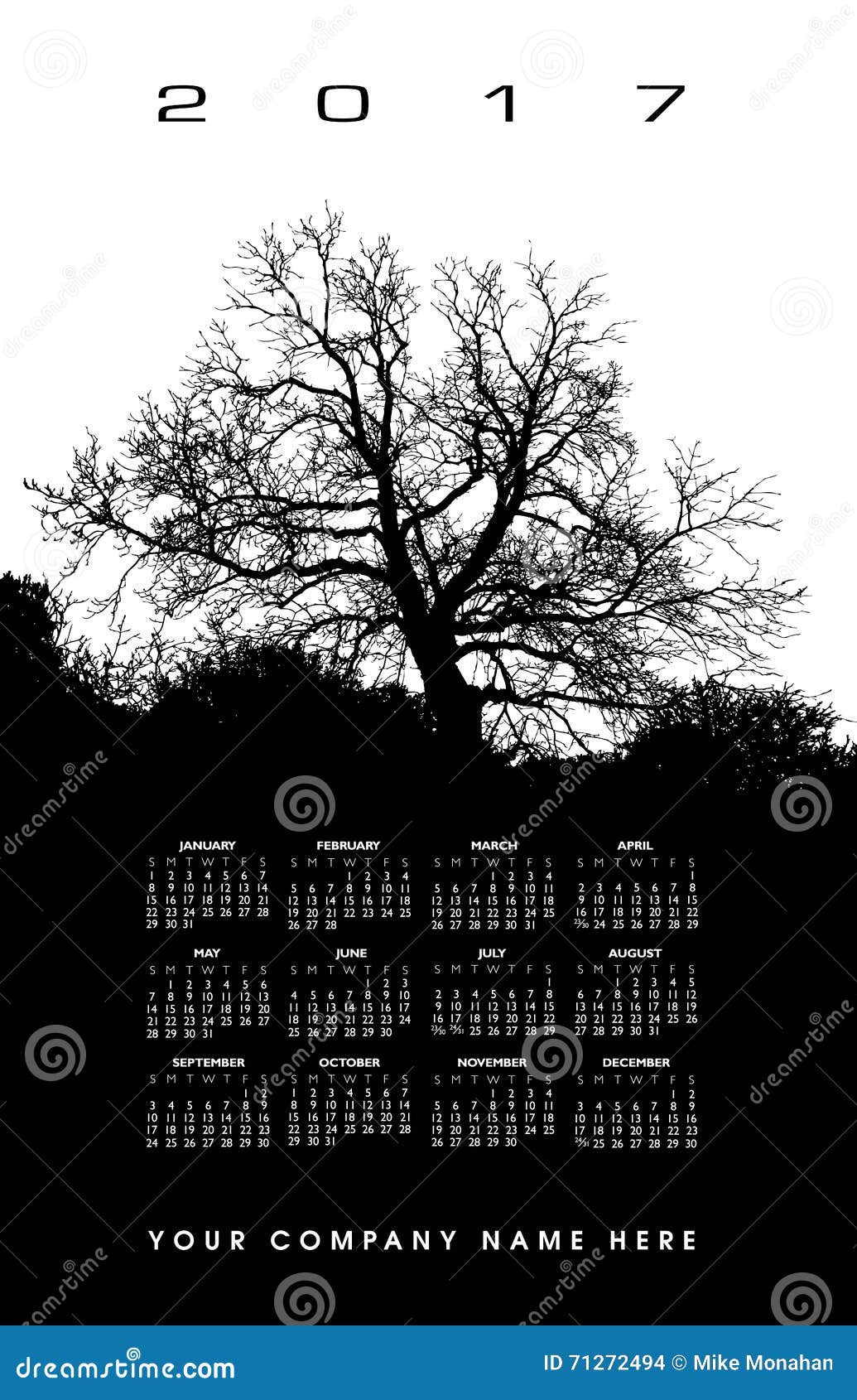 2017 Creative Tree Calendar Stock Vector - Illustration of nature ...