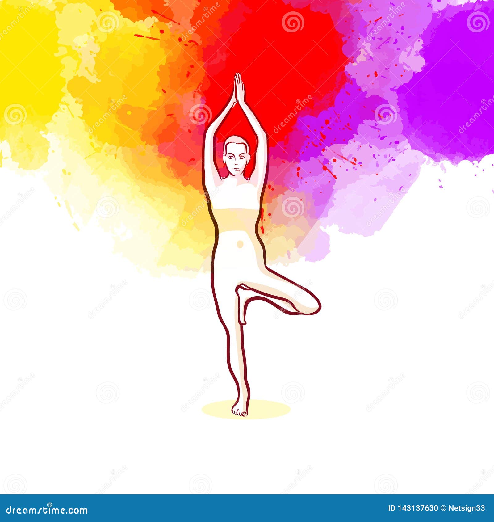 Creative Tree Pose Vrikshasana Yoga Pose Stock Vector - Illustration of ...