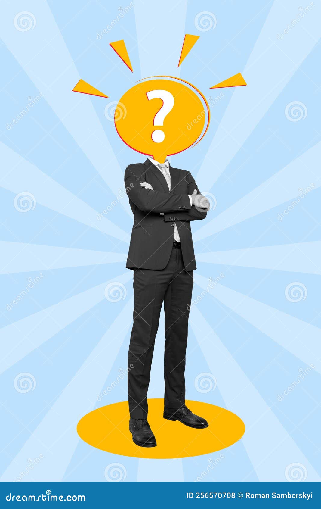 Creative Trend Collage of Confident Successful Businessman Question ...