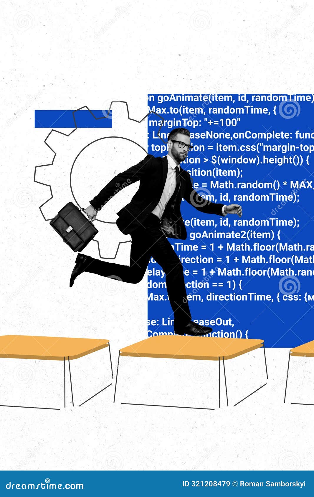 Creative Trend Collage of Entrepreneur Man Running Programmer Coding ...