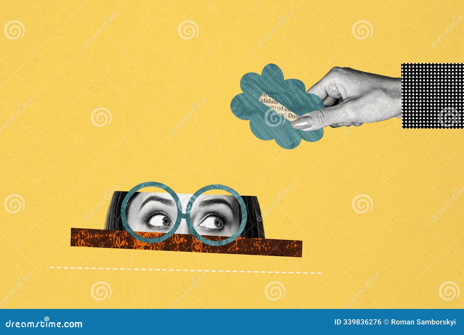 Creative Trend Collage of Interested Eyes Female Eyewear Look Think ...