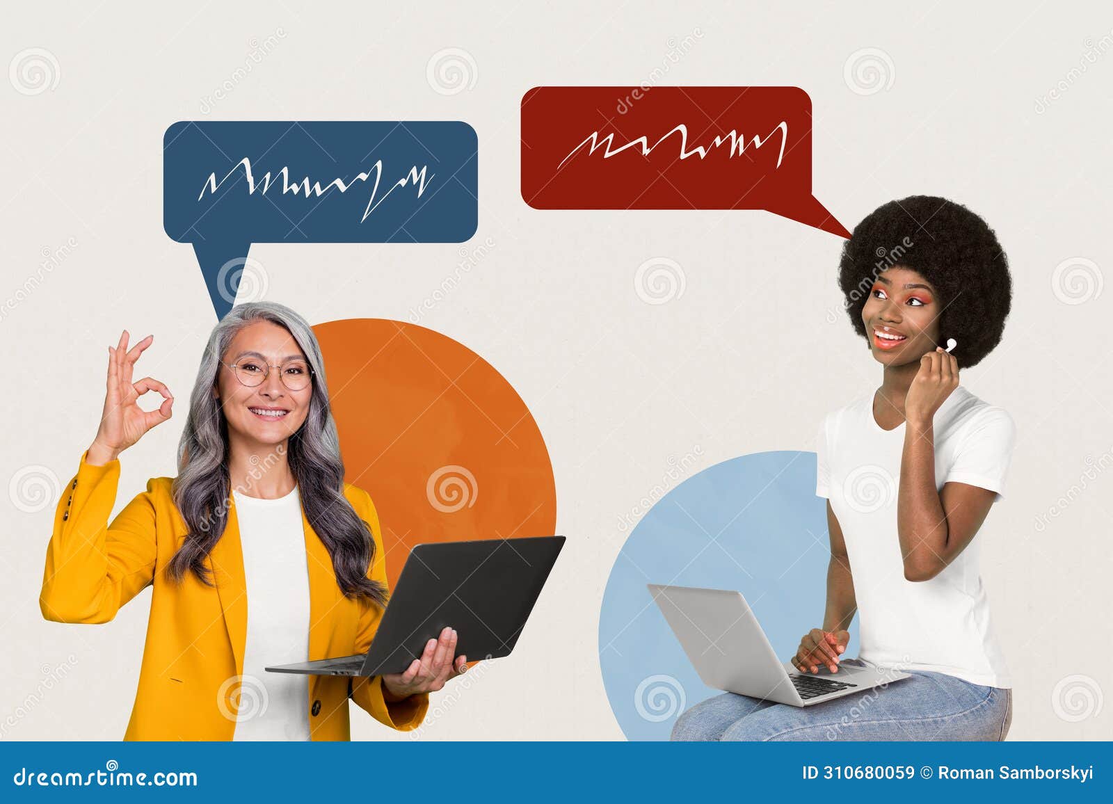 Creative Trend Collage of Speech Bubble Working Process Startup Team ...