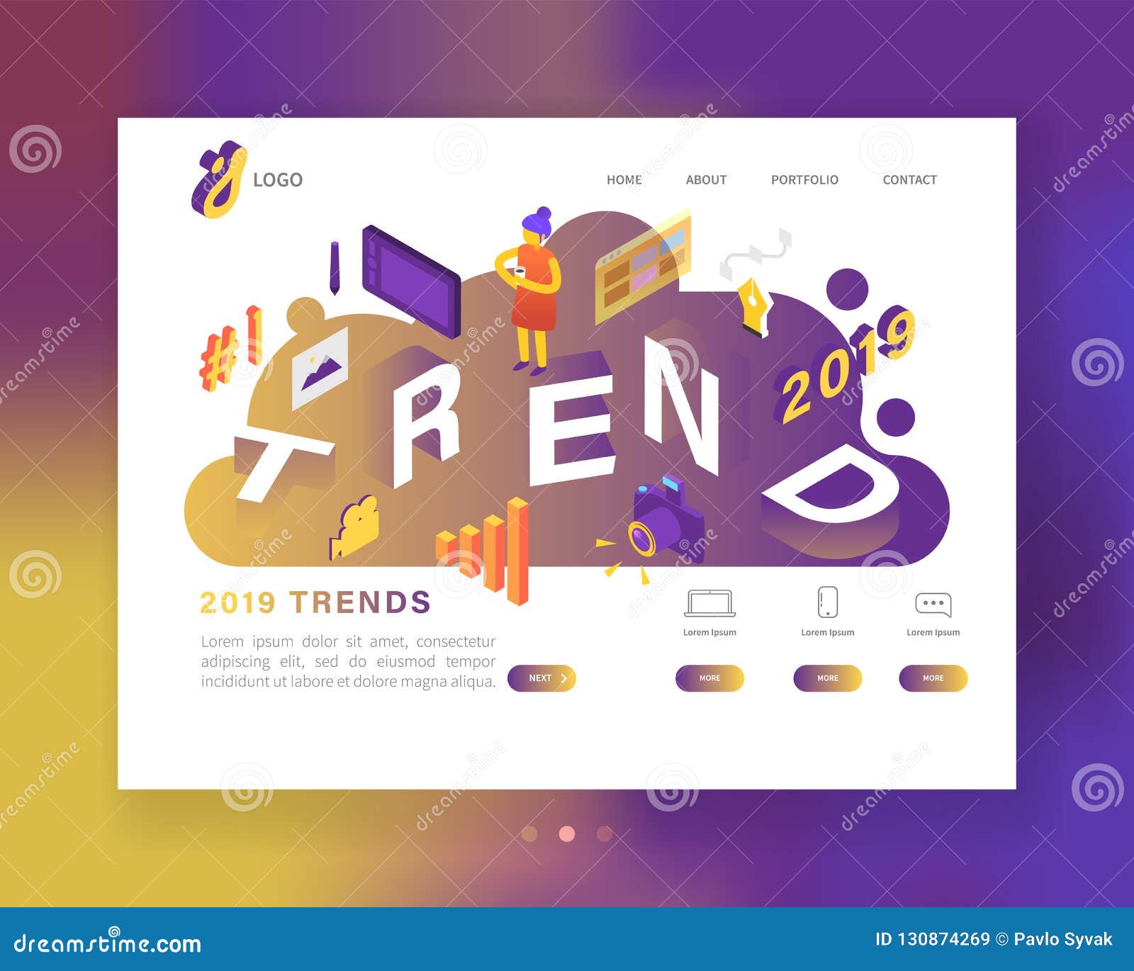 Creative Trends 2019 Year Landing Page Template. Website Layout Design ...