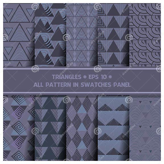 Creative Triangle Shape Style Seamless Pattern Set Stock Vector ...