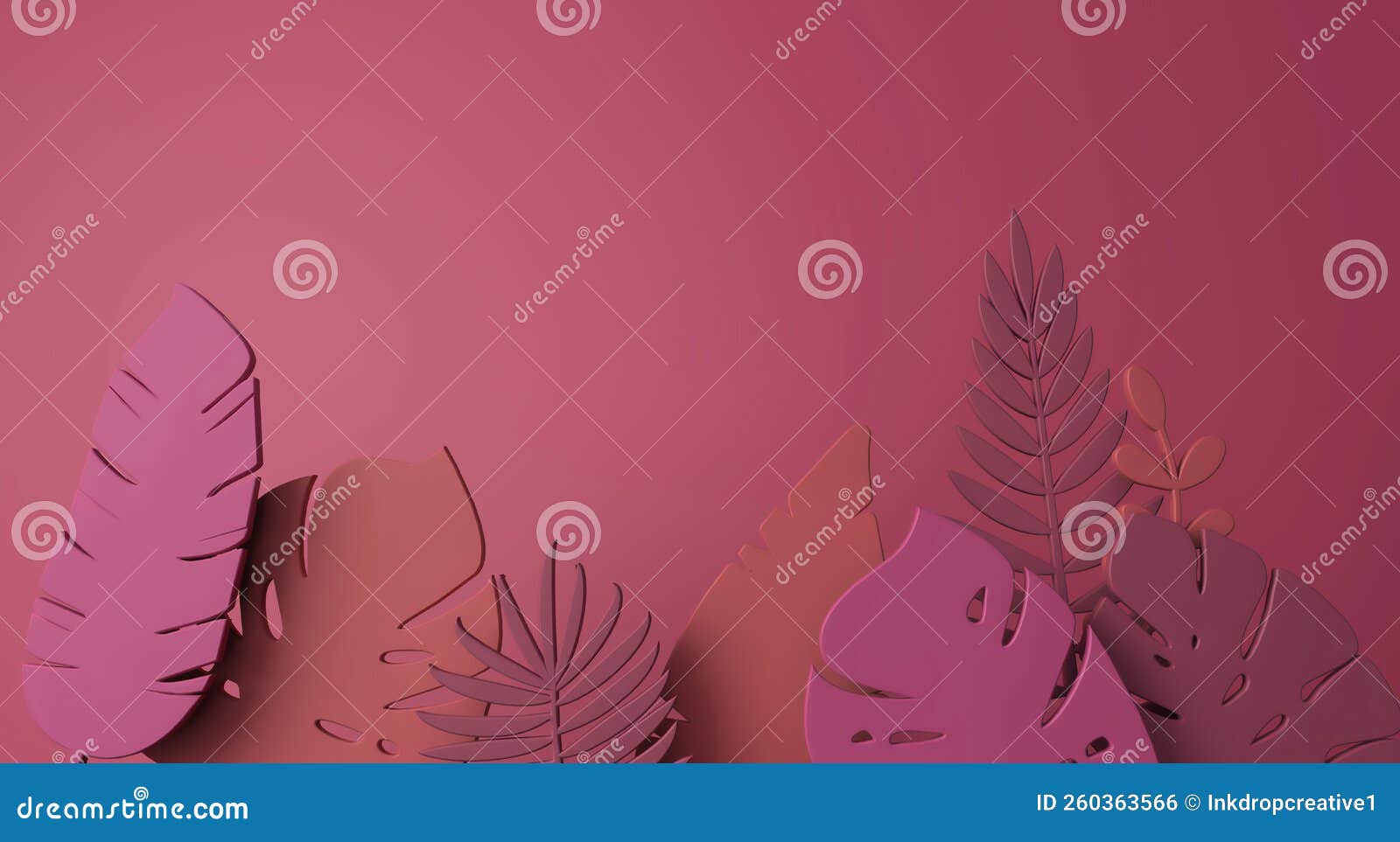 Creative Tropical Jungle Leaf Minimal Background. 3D Render Stock ...