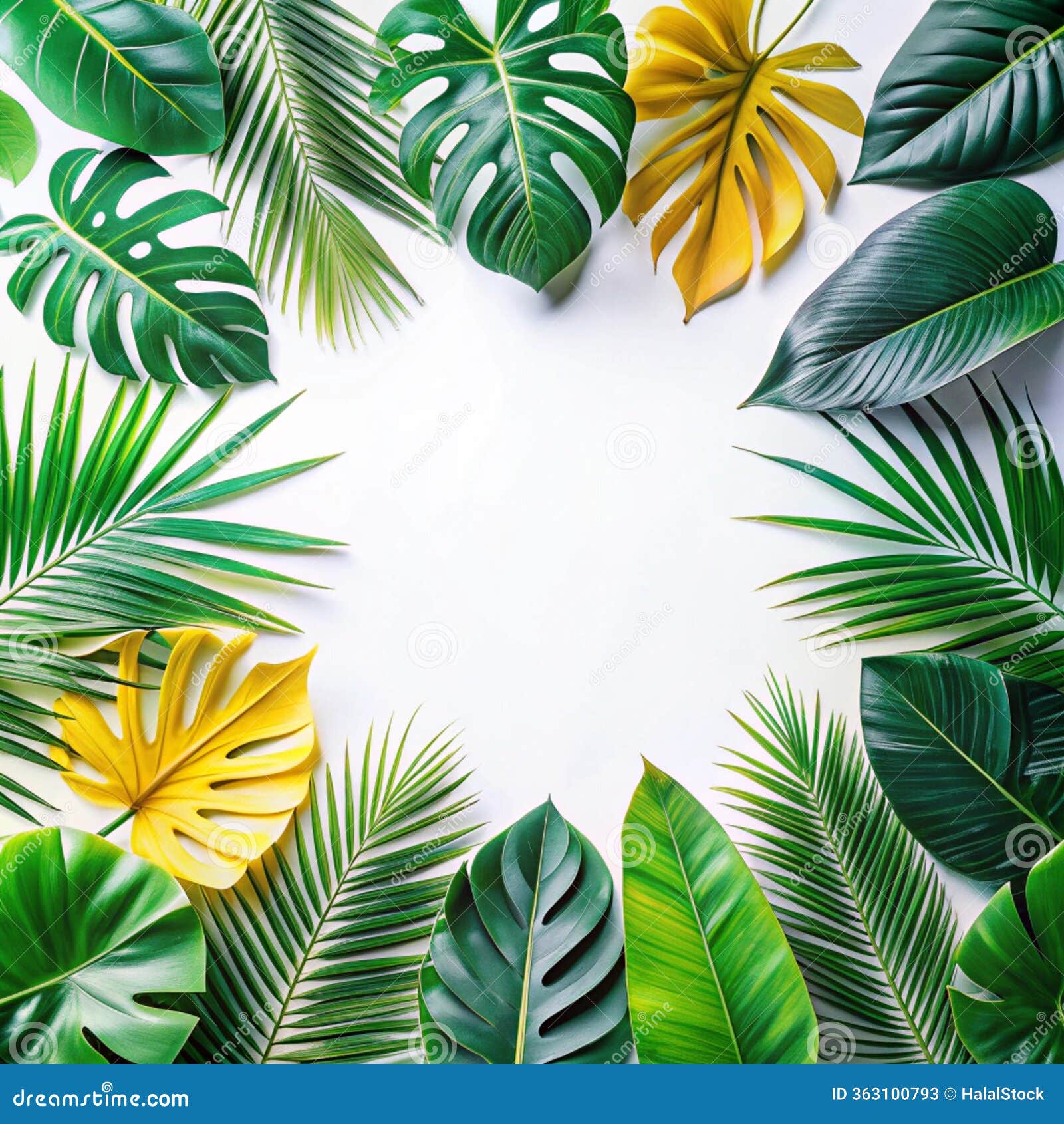 Creative Tropical Leaf Layout on White Background Stock Illustration ...
