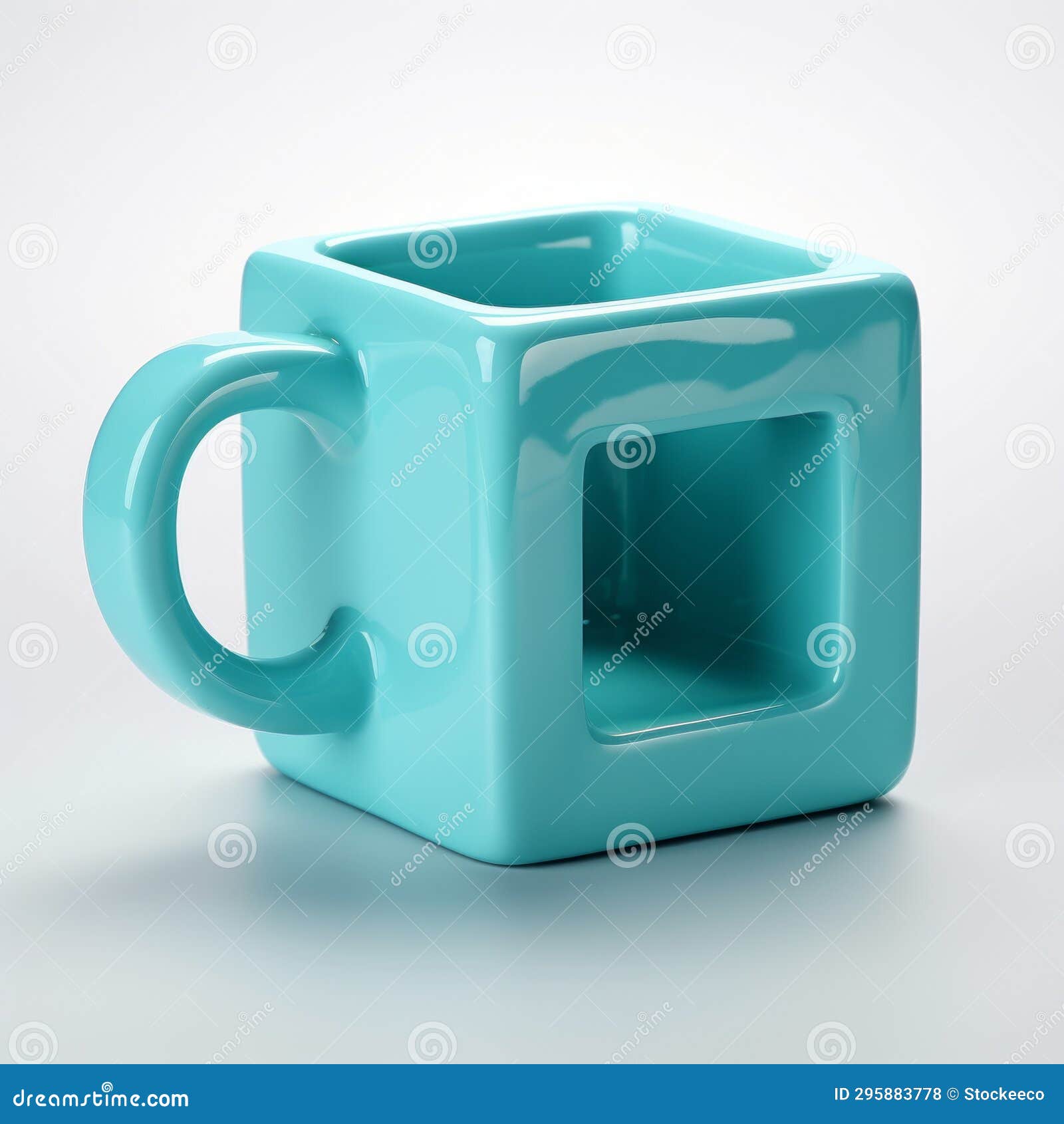 Creative Turquoise Coffee Cup with Square Design Stock Illustration ...