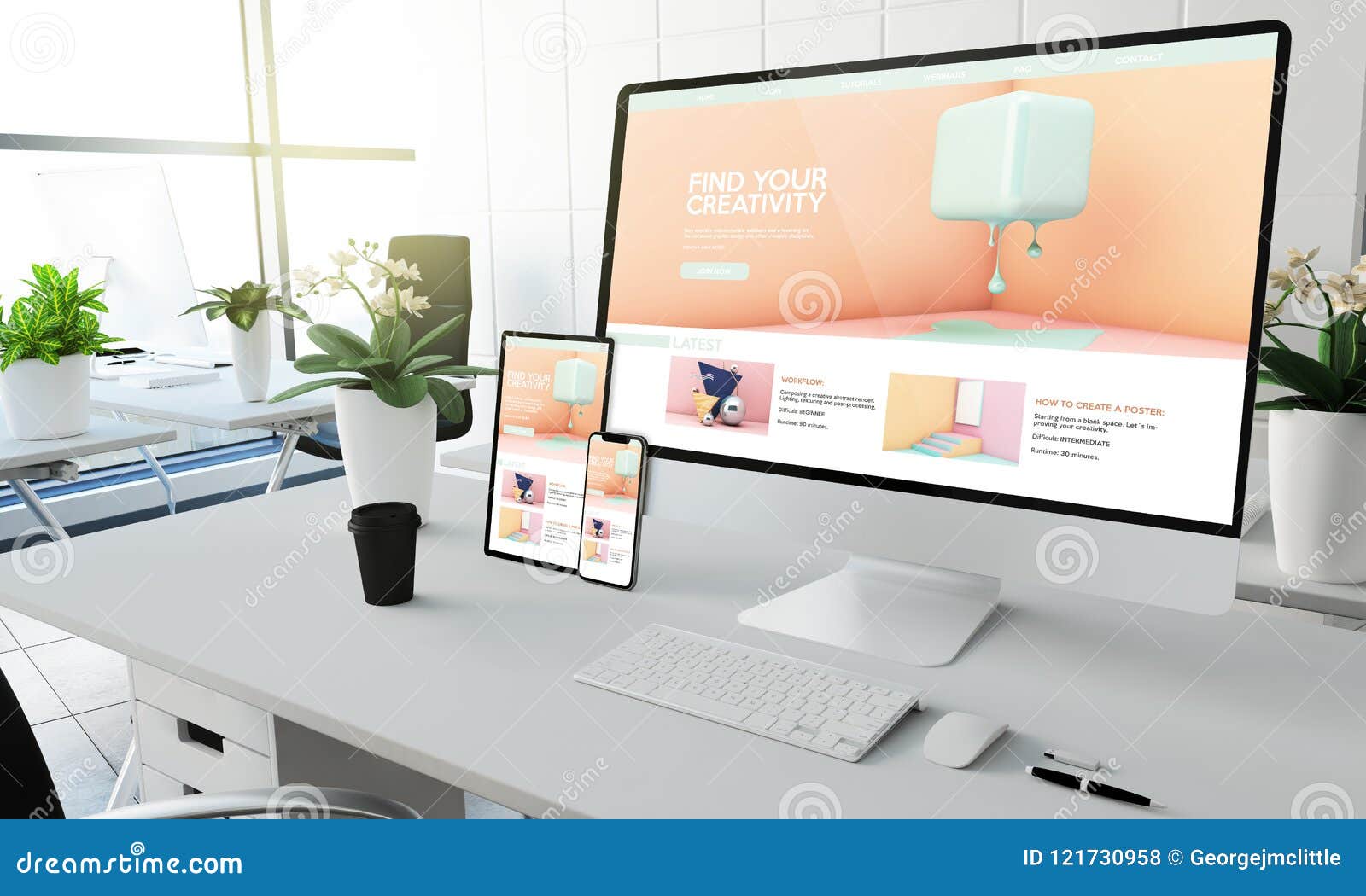 Creativity Tutorials Devices Mockup Stock Illustration - Illustration ...