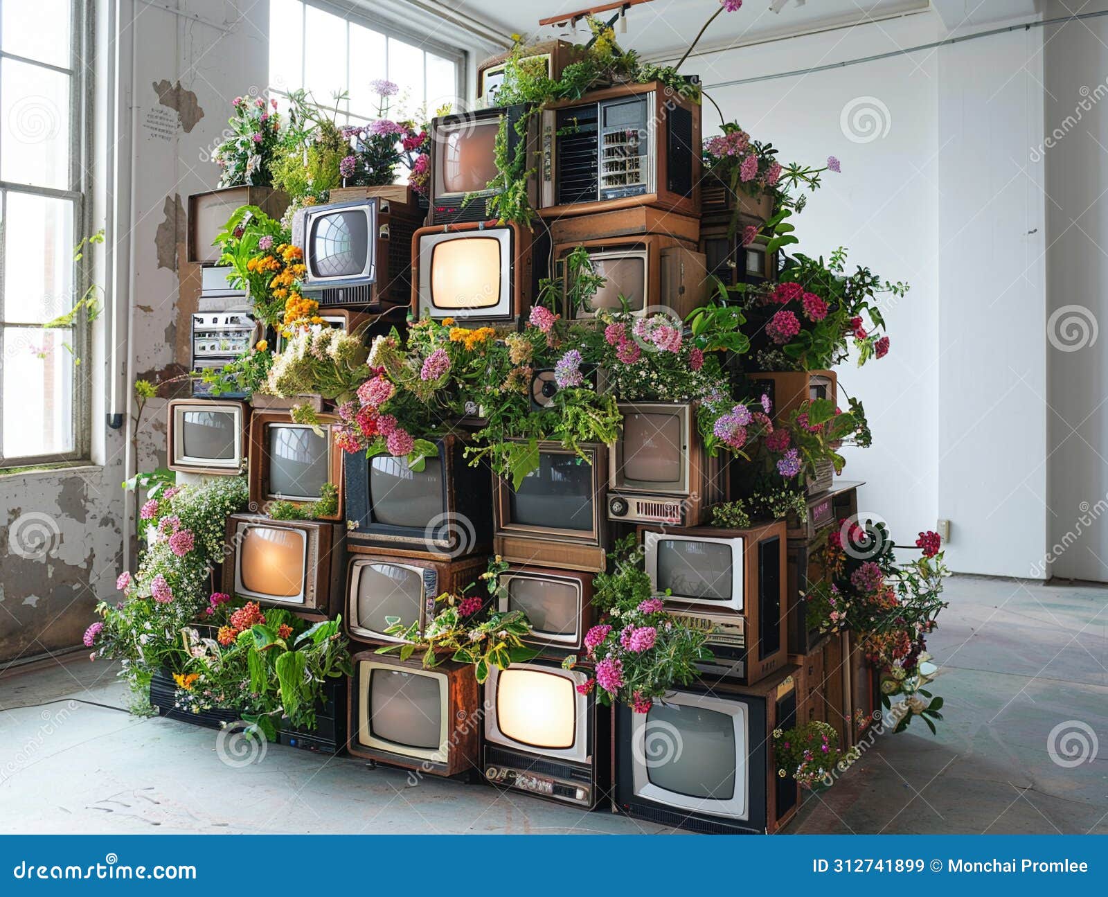 In a Creative Twist, a Stack of Old Computer Monitors Blossoms into a ...