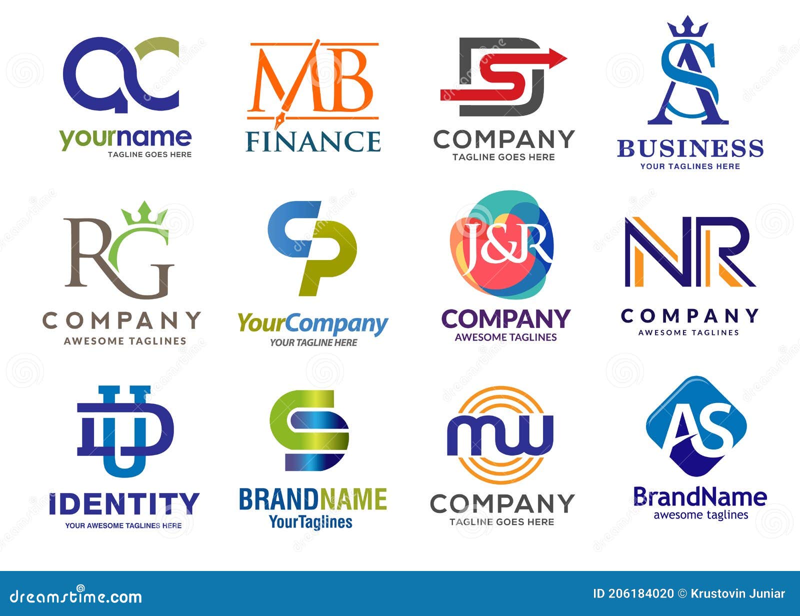 Creative Two Letter Logo Combination Stock Vector - Illustration of ...