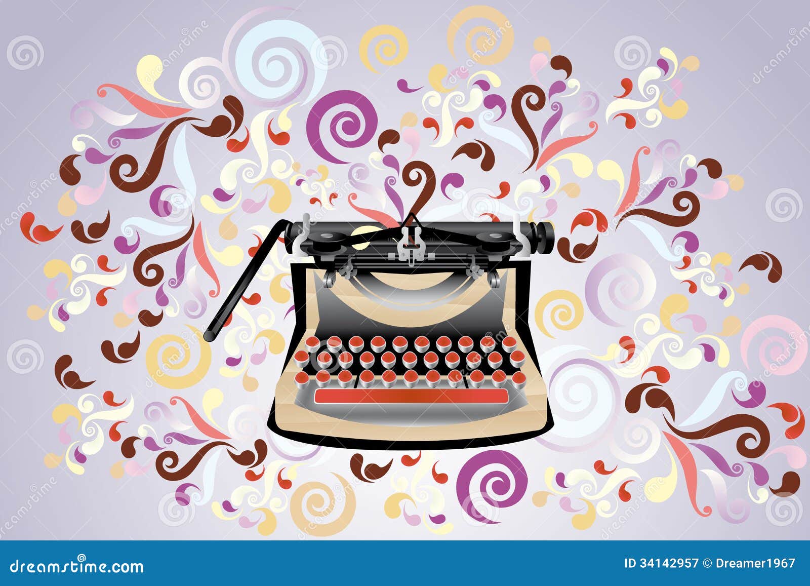 Creative typewriter stock vector. Illustration of equipment - 34142957