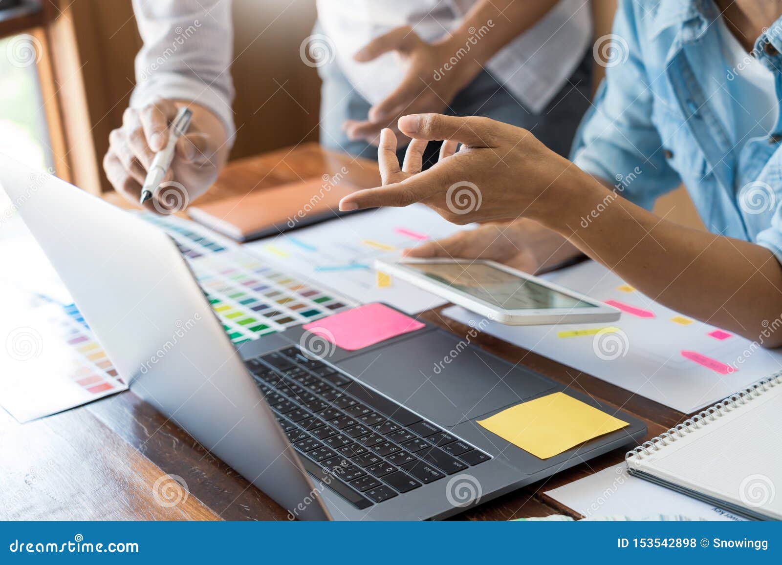 Creative UI Designer Teamwork Meeting Planning Designing Wireframe ...