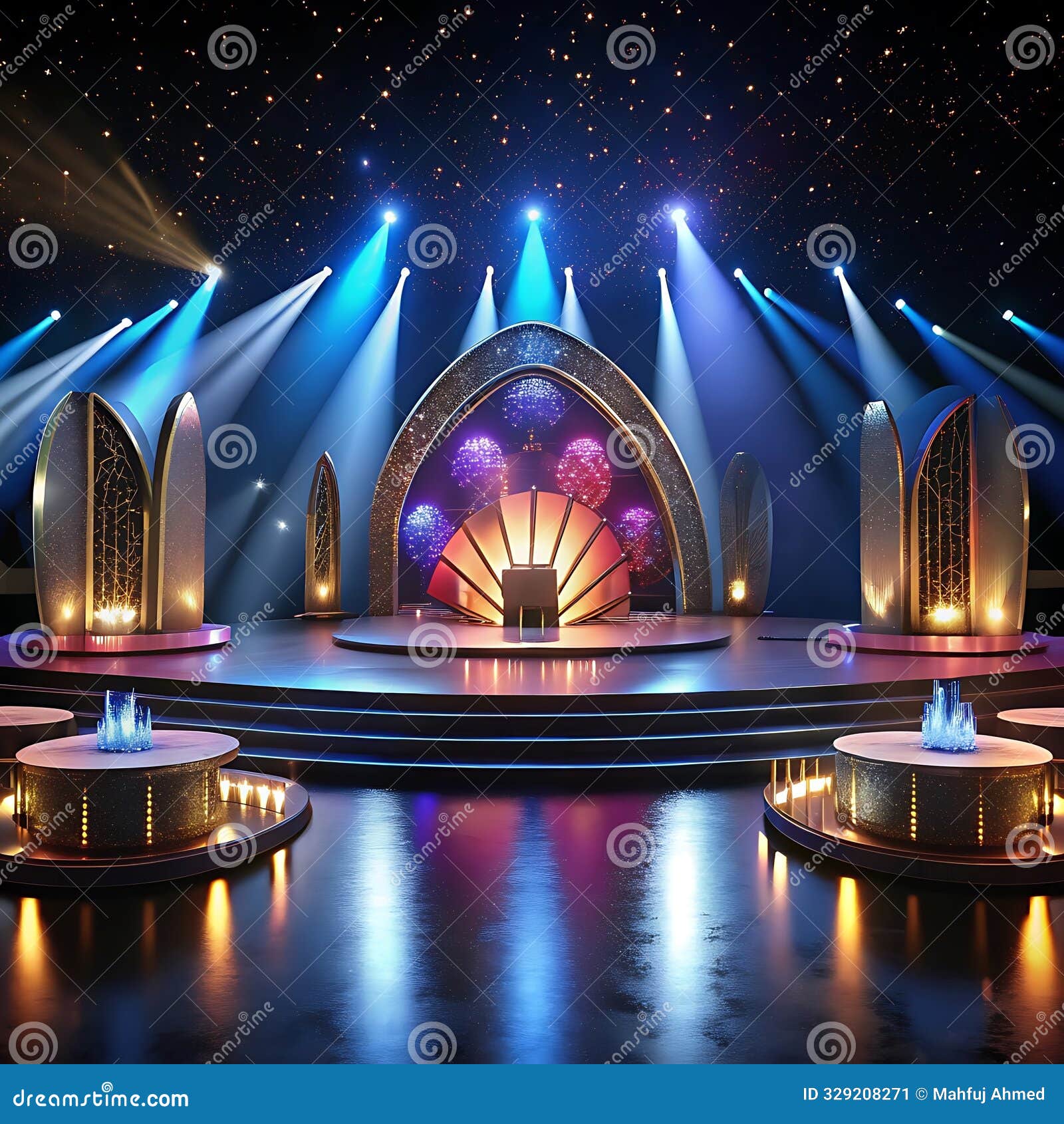 Creative and Unique Luxurious Event Stage Background Illustration Stock ...