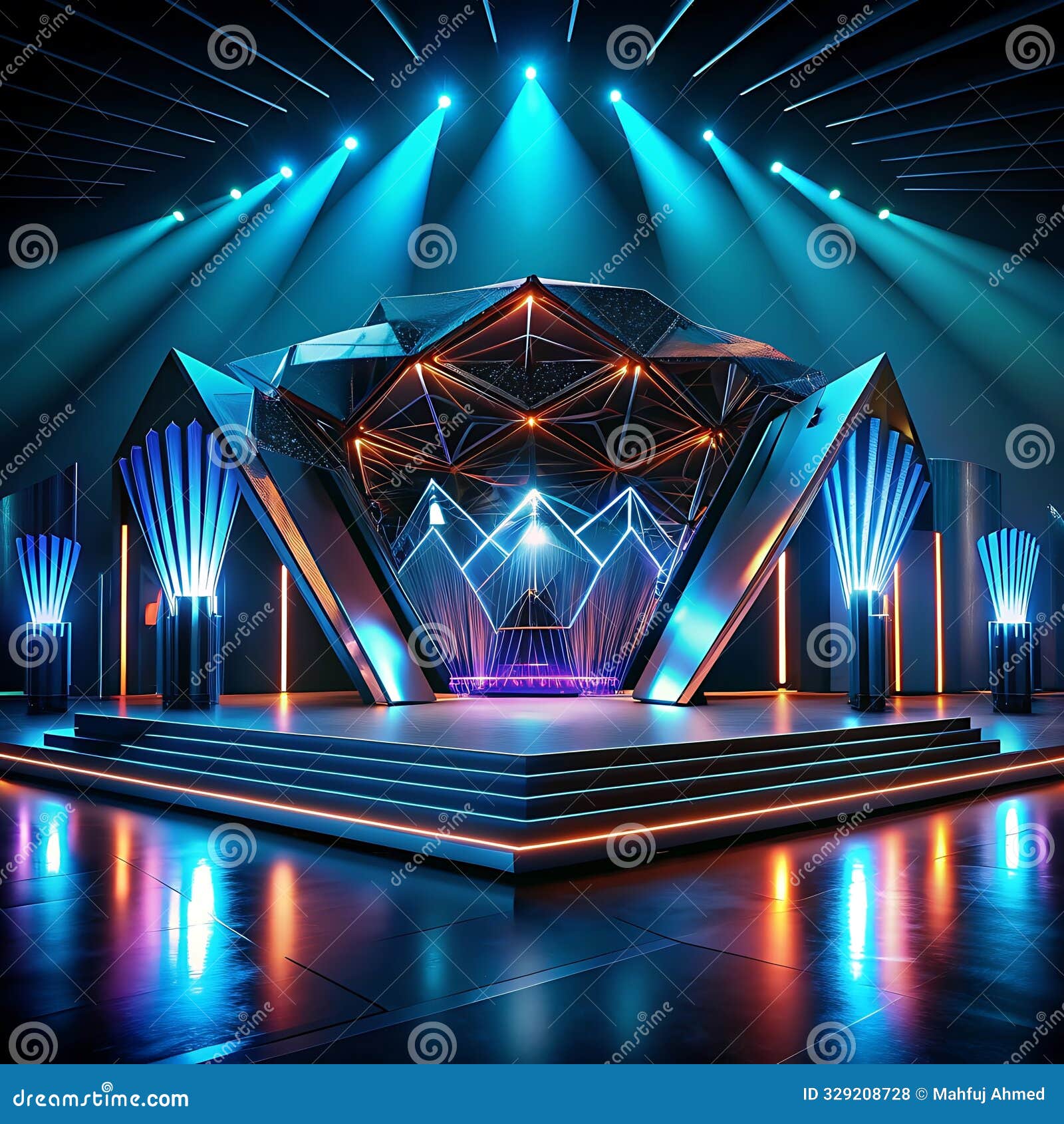 Creative and Unique Luxurious Event Stage Background Illustration Stock ...