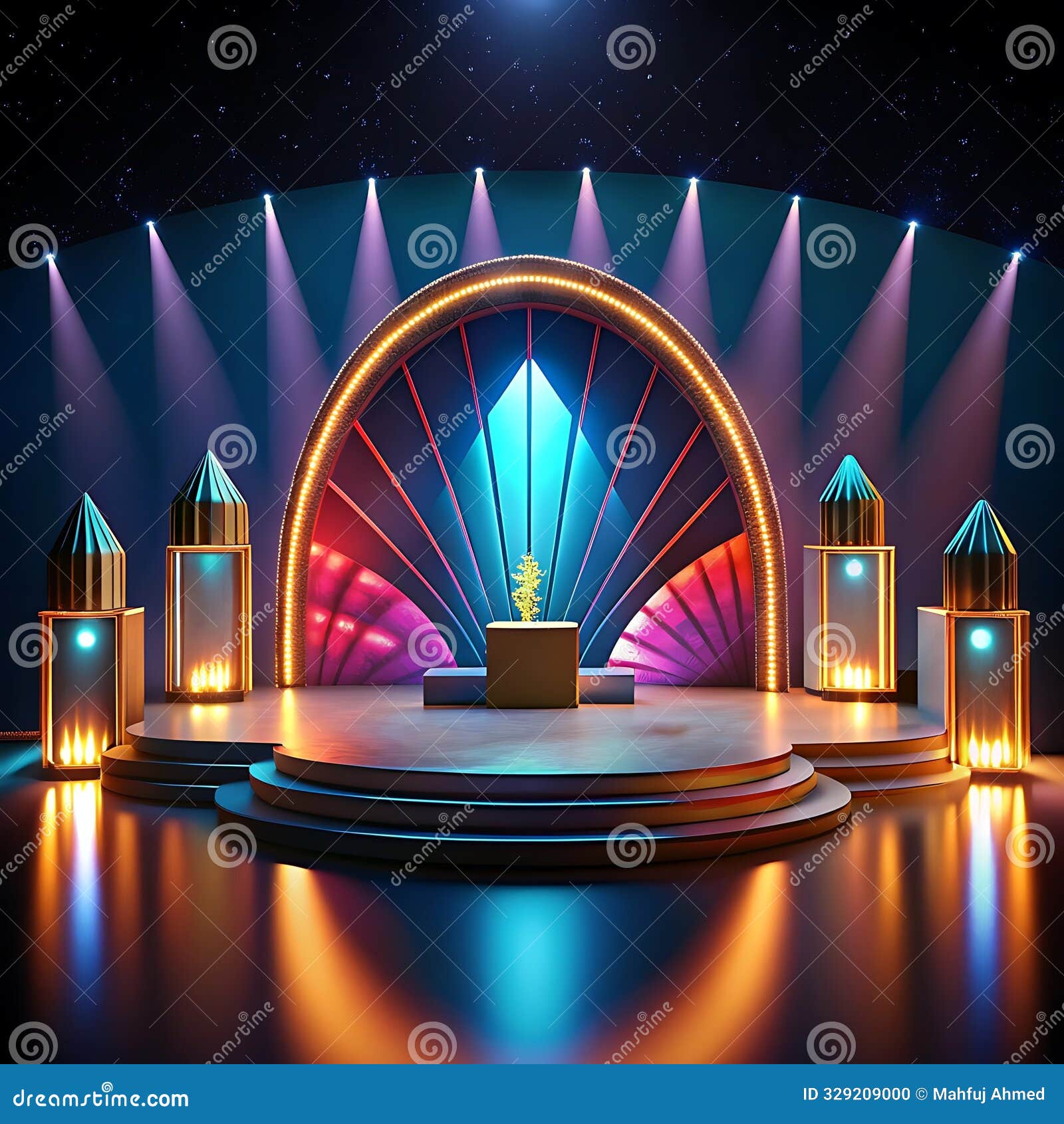 Creative and Unique Luxurious Event Stage Background Illustration Stock ...