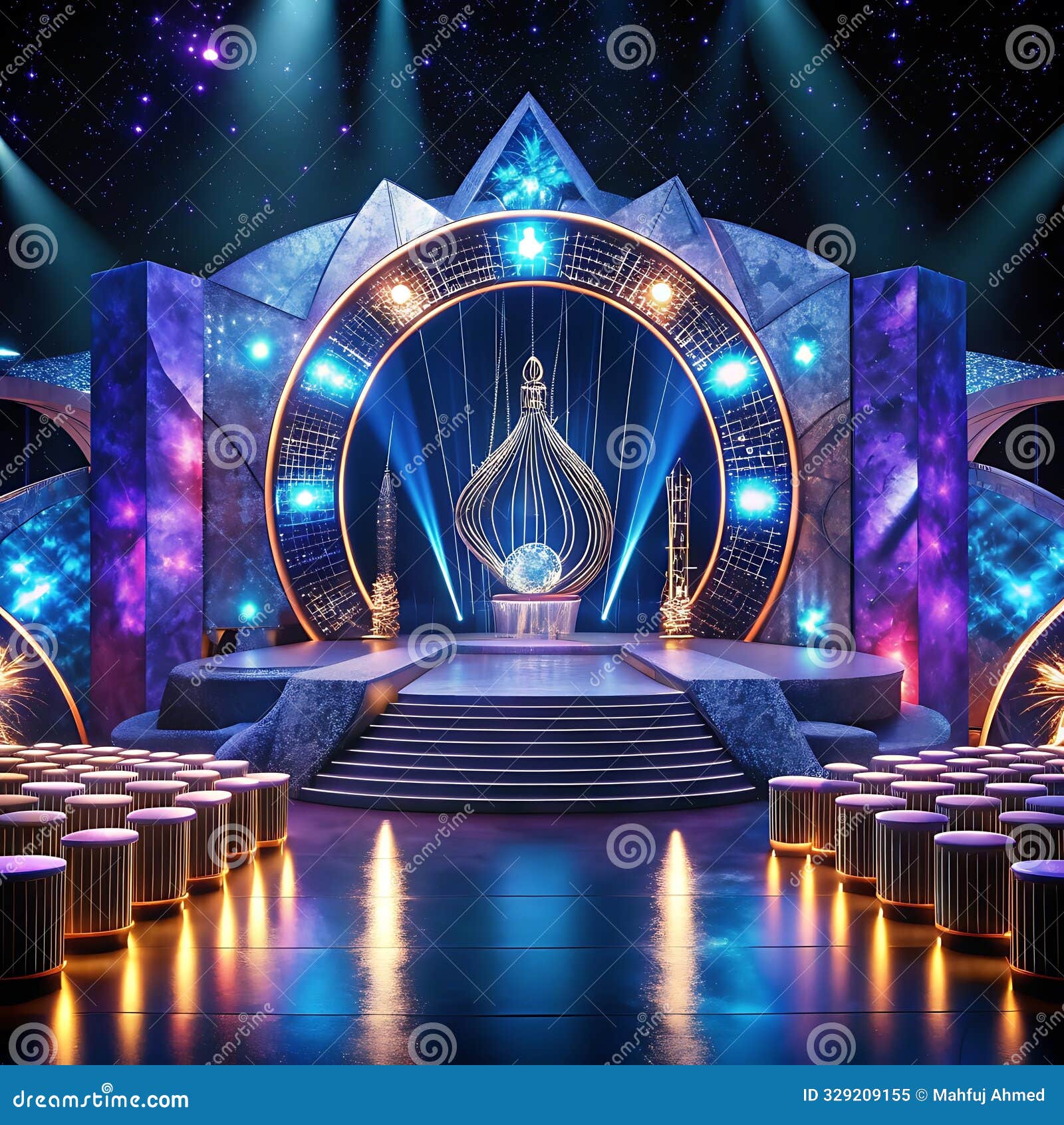 Creative and Unique Luxurious Event Stage Background Illustration Stock ...