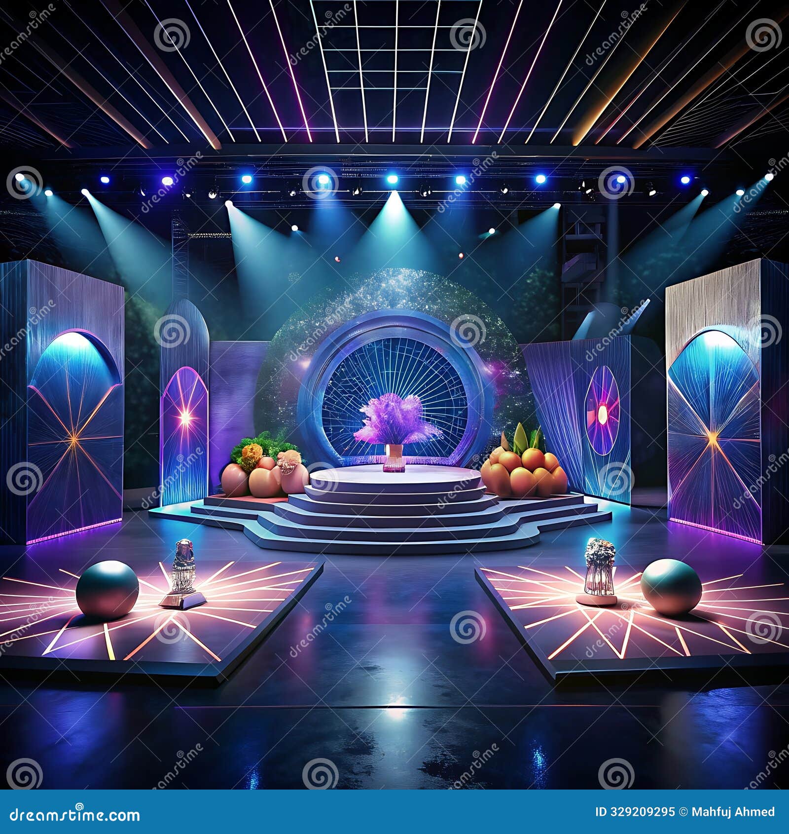 Creative and Unique Luxurious Event Stage Background Illustration Stock ...