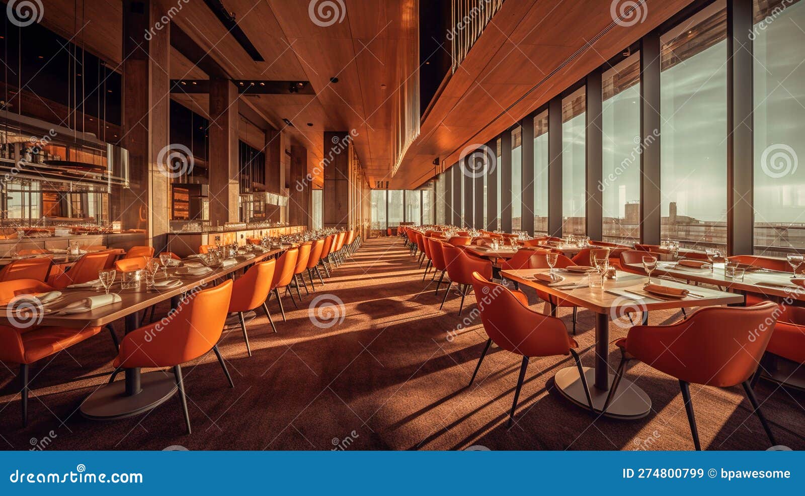 Creative and Unique Restaurant Interior Design with Eye-Catching Orange ...